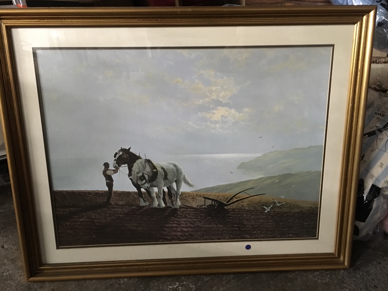 Gerald Coulson, The Ploughman and the Sea, print of ploughing scene ...