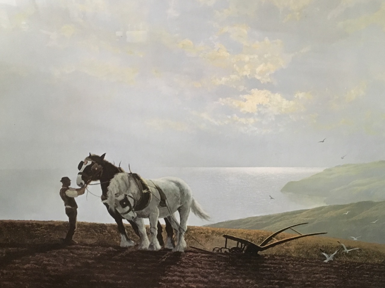 Gerald Coulson, The Ploughman and the Sea, print of ploughing scene ...