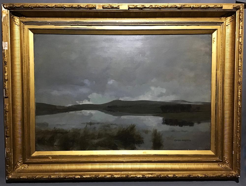 George Houston (Scottish, 1869-1947), a landscape scene of a lake, oil ...