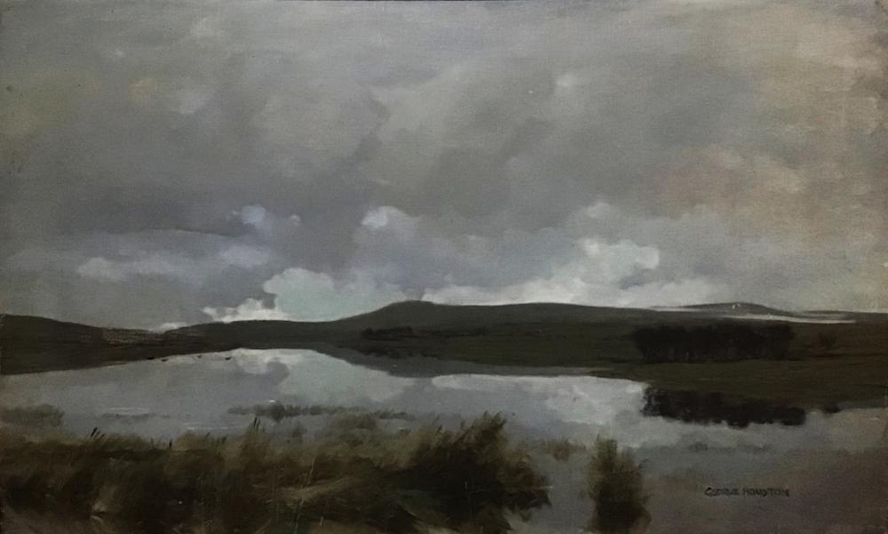 George Houston (Scottish, 1869-1947), a landscape scene of a lake, oil ...