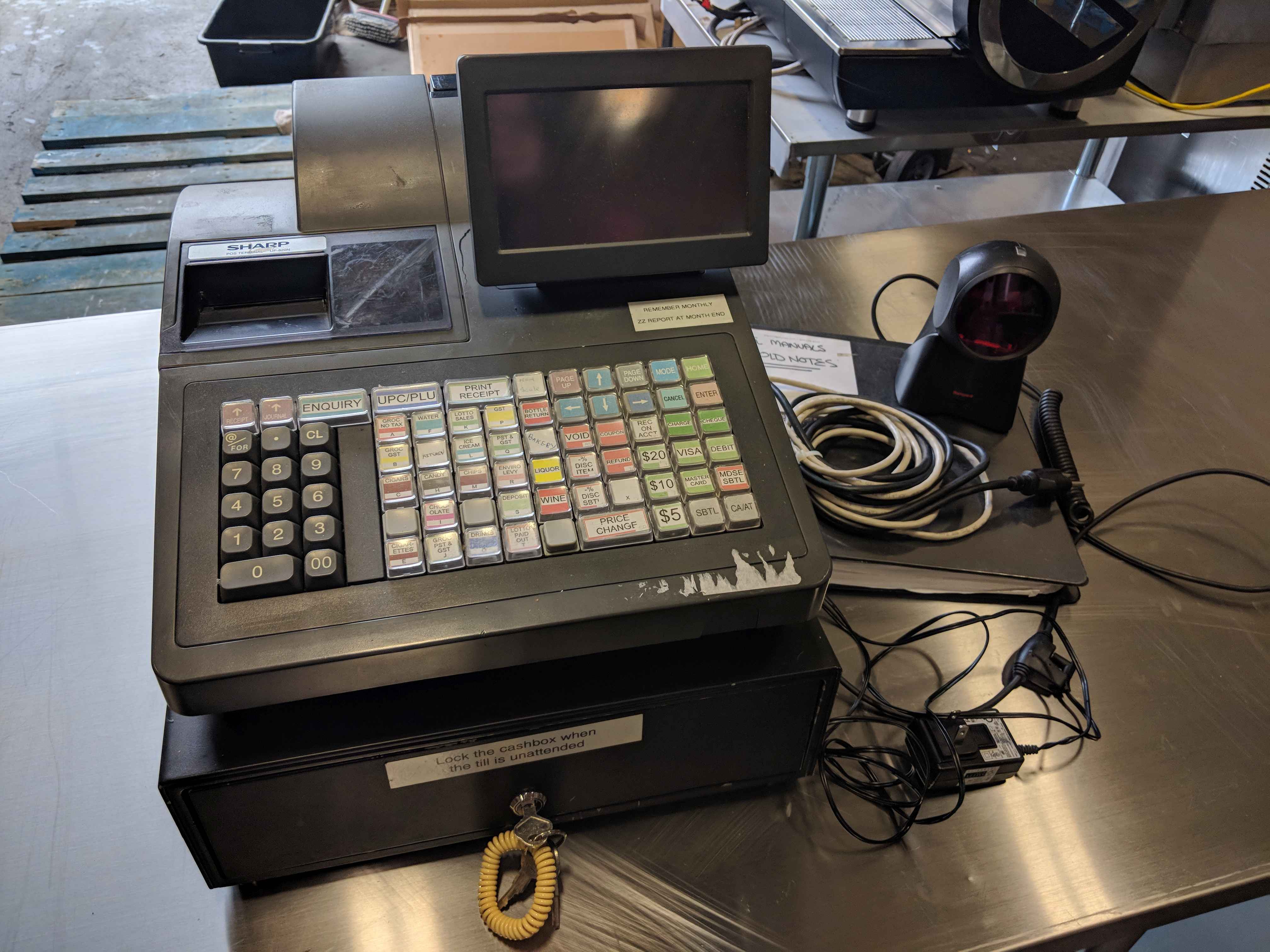 Sharp UP-820N POS Terminal with Orbit Bar Code Reader, Used, Working ...