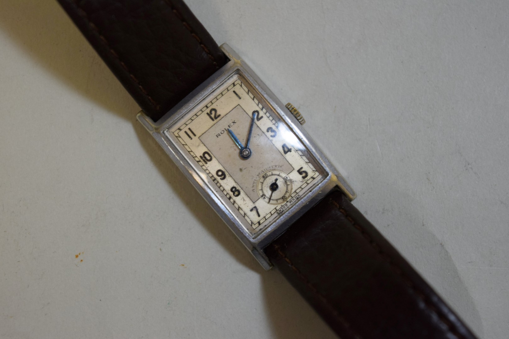 A 1930s Rolex gentleman's tank watch, having signed silvered 2.6 x 1 ...