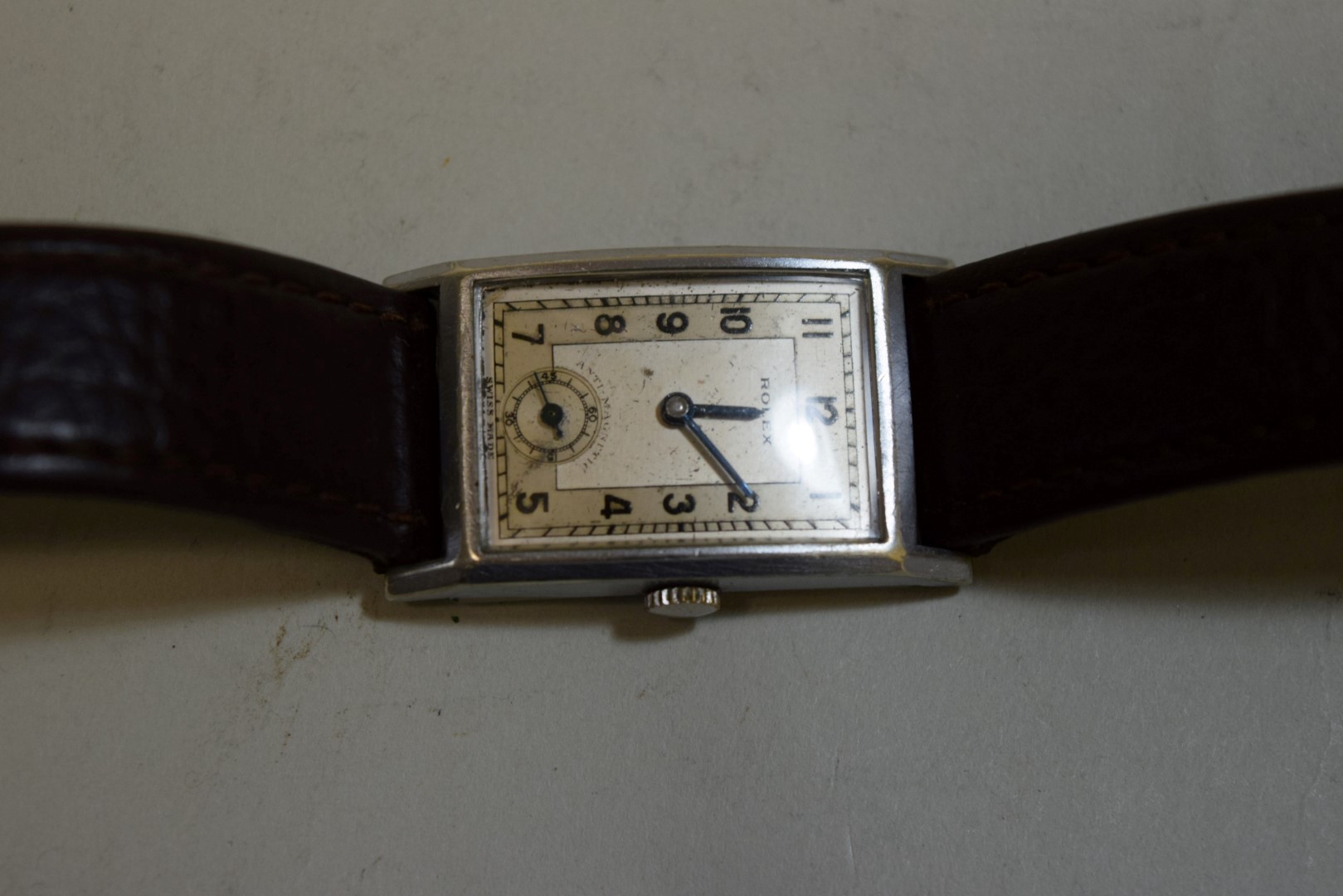 A 1930s Rolex gentleman's tank watch, having signed silvered 2.6 x 1 ...