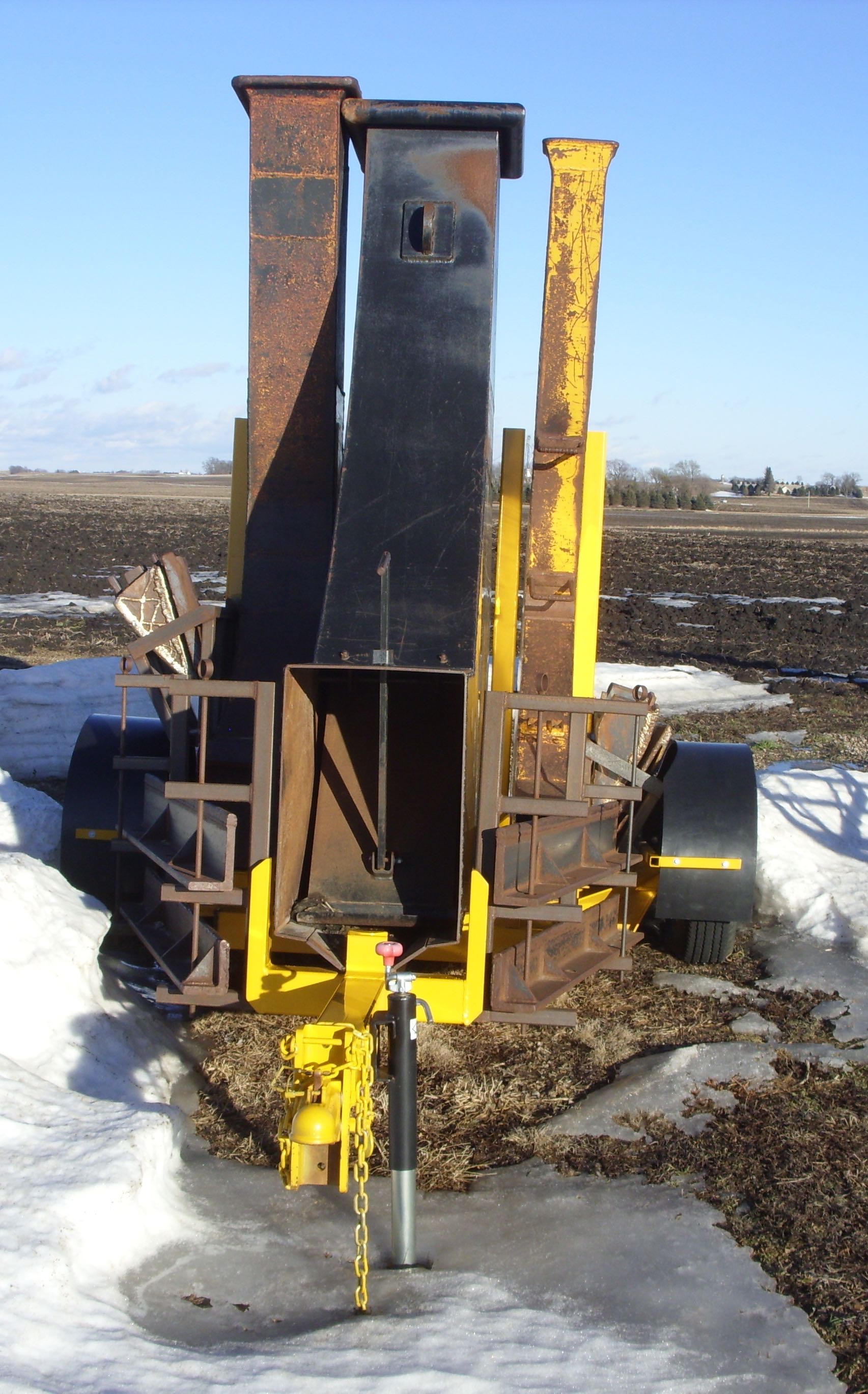 4", 8", & 12" tile boots for tile plow on single-axle trailer