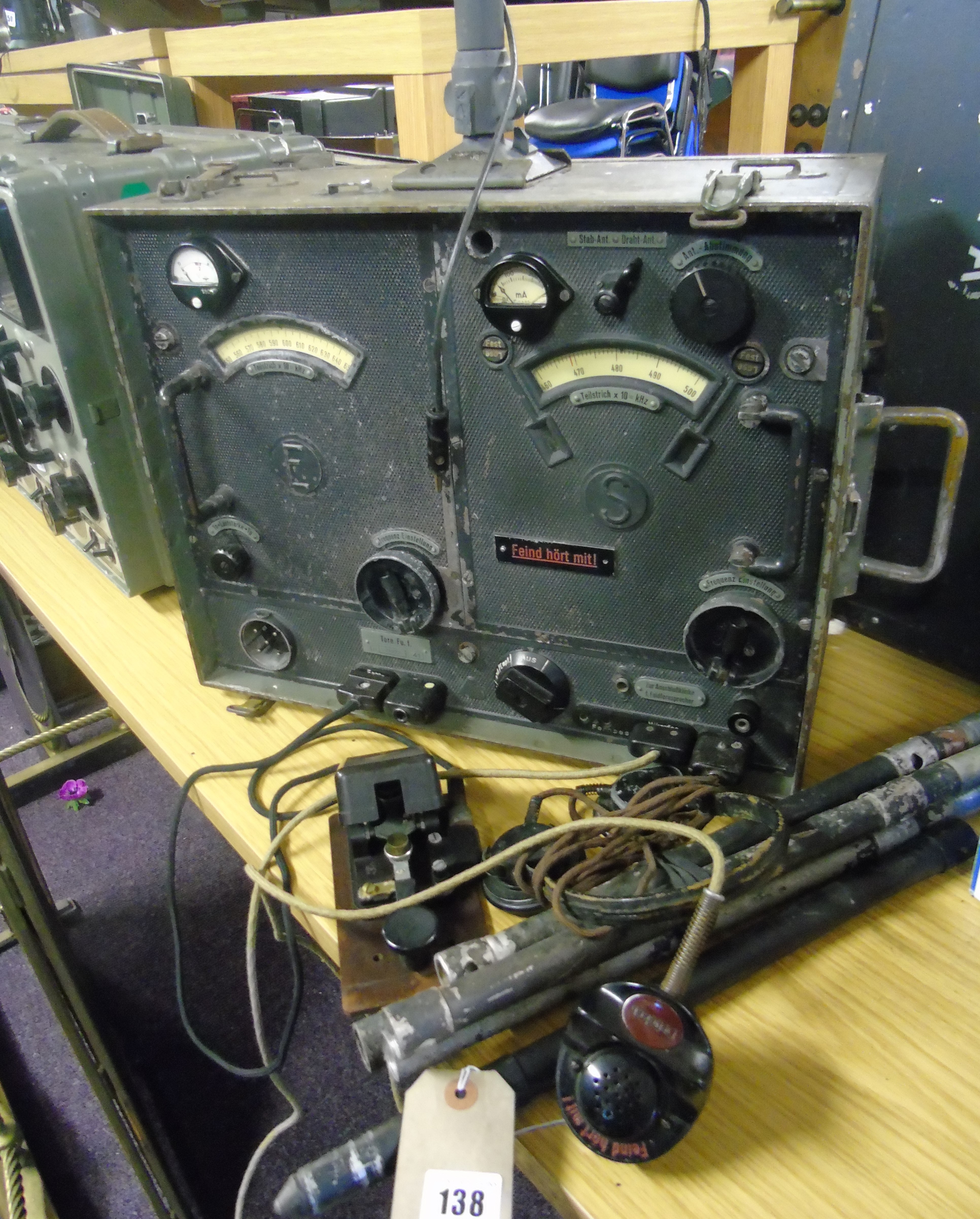 GERMAN WW2 FIELD OPERATORS RADIO TRANSMITTER WITH AN ARIEL & HEADPHONE ...