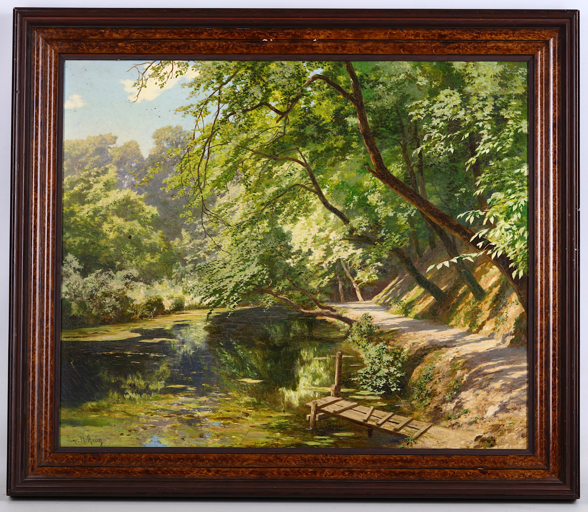 Leopold Rothaug (German, 1868-1959), 'Sunlit River Path', oil on canvas ...