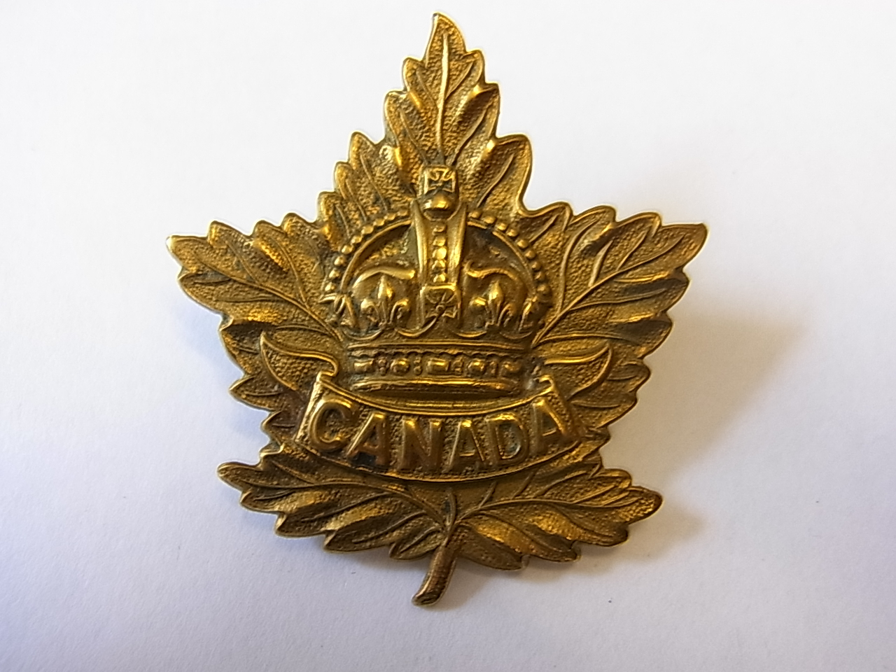Canadian WWI Infantry Cap badge, Canadian Maple leaf design, KC ( Brass ...