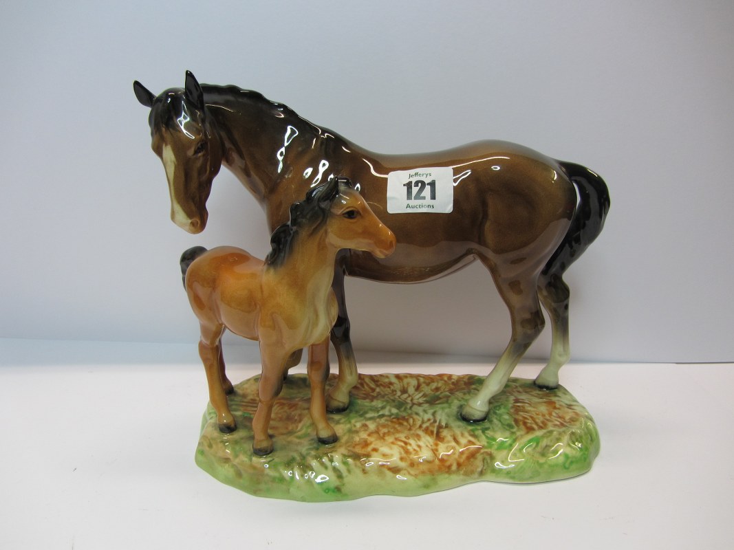 BESWICK HORSES, "Mare and Foal" on base, model 953 second version ...