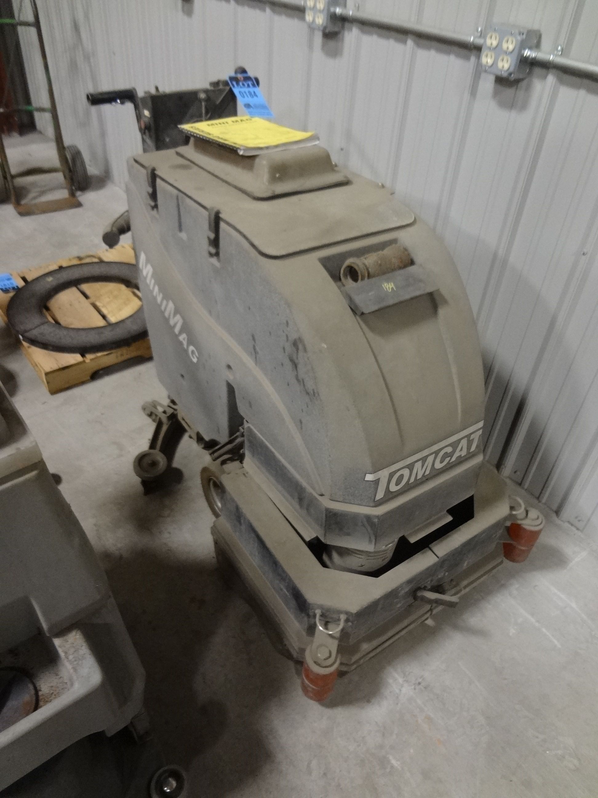 TOMCAT MINI-MAG WALK BEHIND FLOOR SCRUBBER; S/N 47014, 24-VOLT
