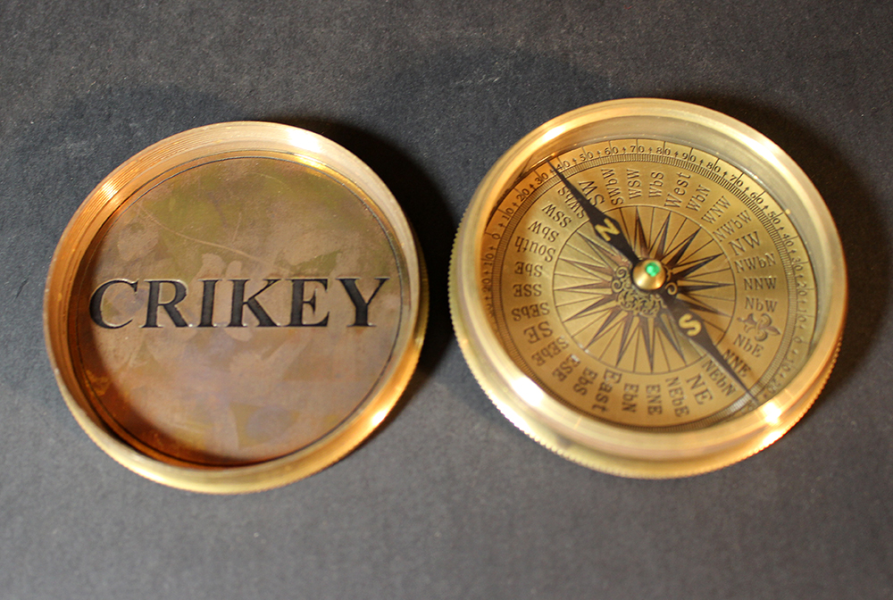Australian compass with wind rose and directions; in bronze mantle ...