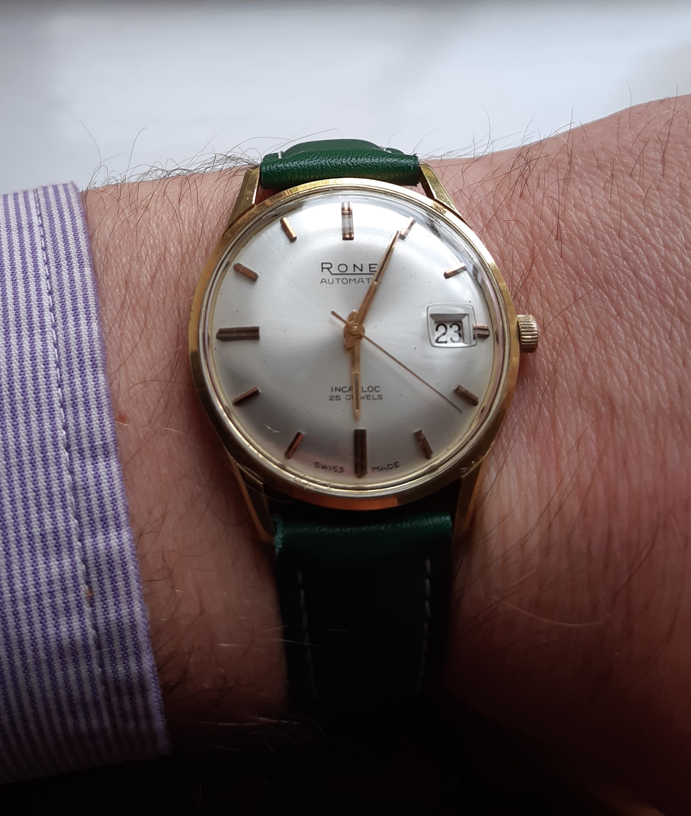 Gents vintage Rone 25 jewel automatic wristwatch with date function ...