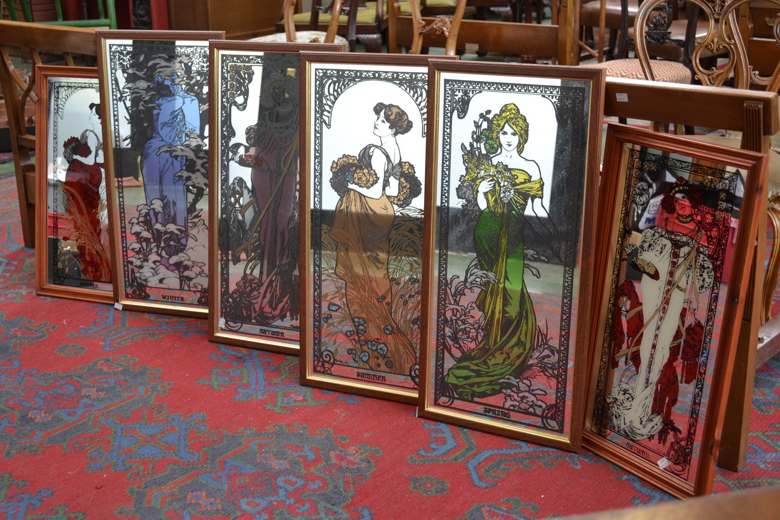 Alphonse Mucha After, decorative mirrors, the four seasons; another ...