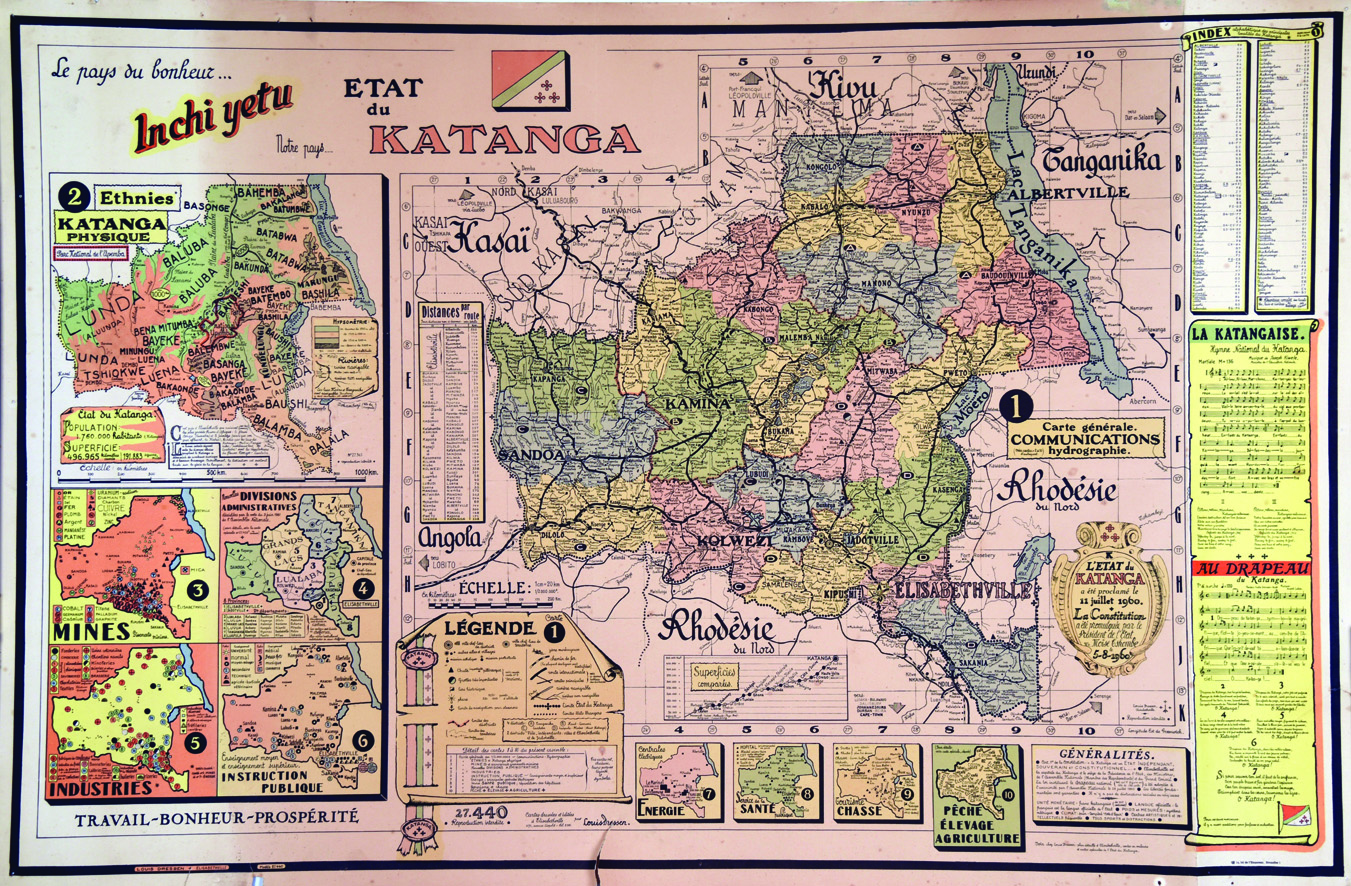 Carte de l'Etat du Katanga vers 1960 DRESSEN LOUIS 1 Affiche Non ...