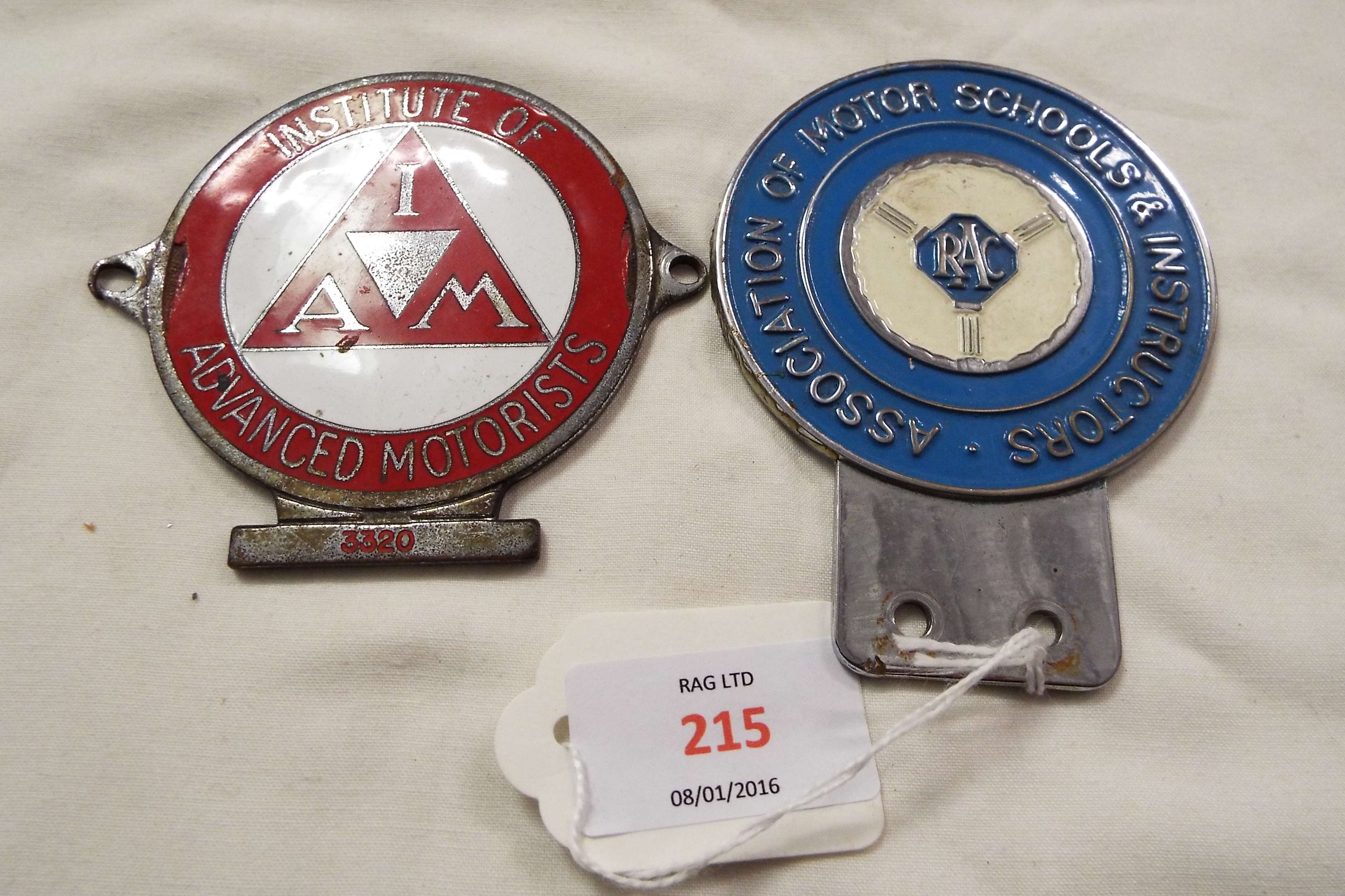 A car badges for the Association of Motor Schools & Instructors and ...