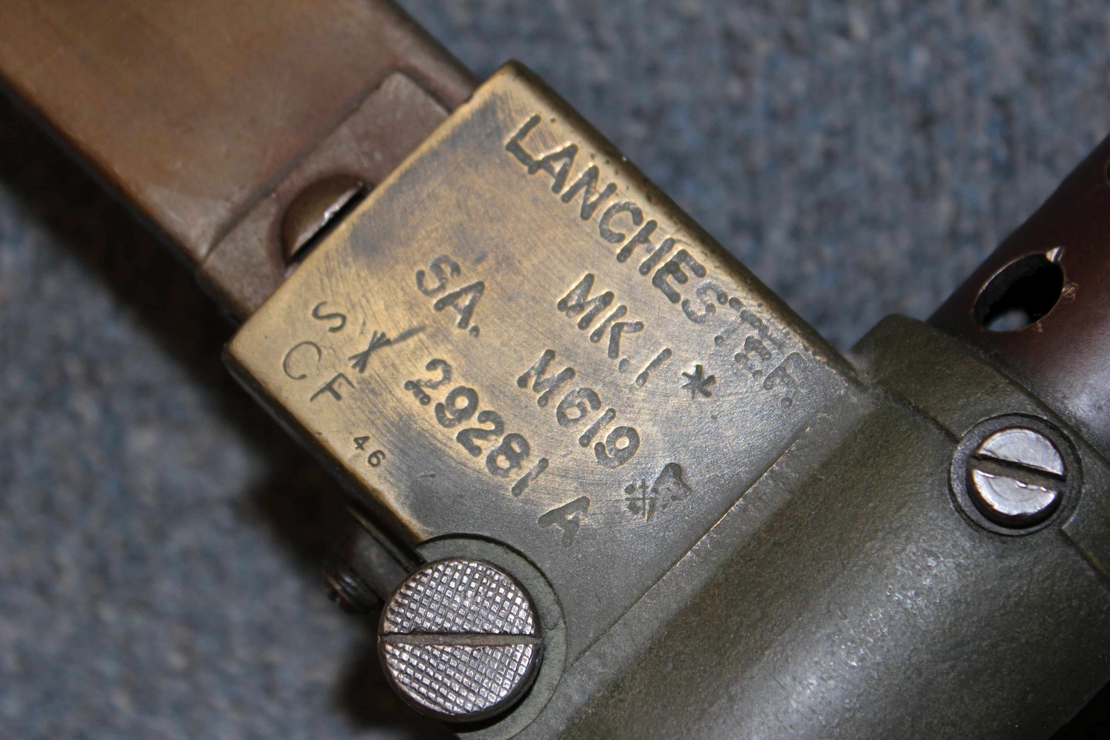9mm Lanchester Mk1 Sub Machine Gun, c.1940, with correct 50 round ...