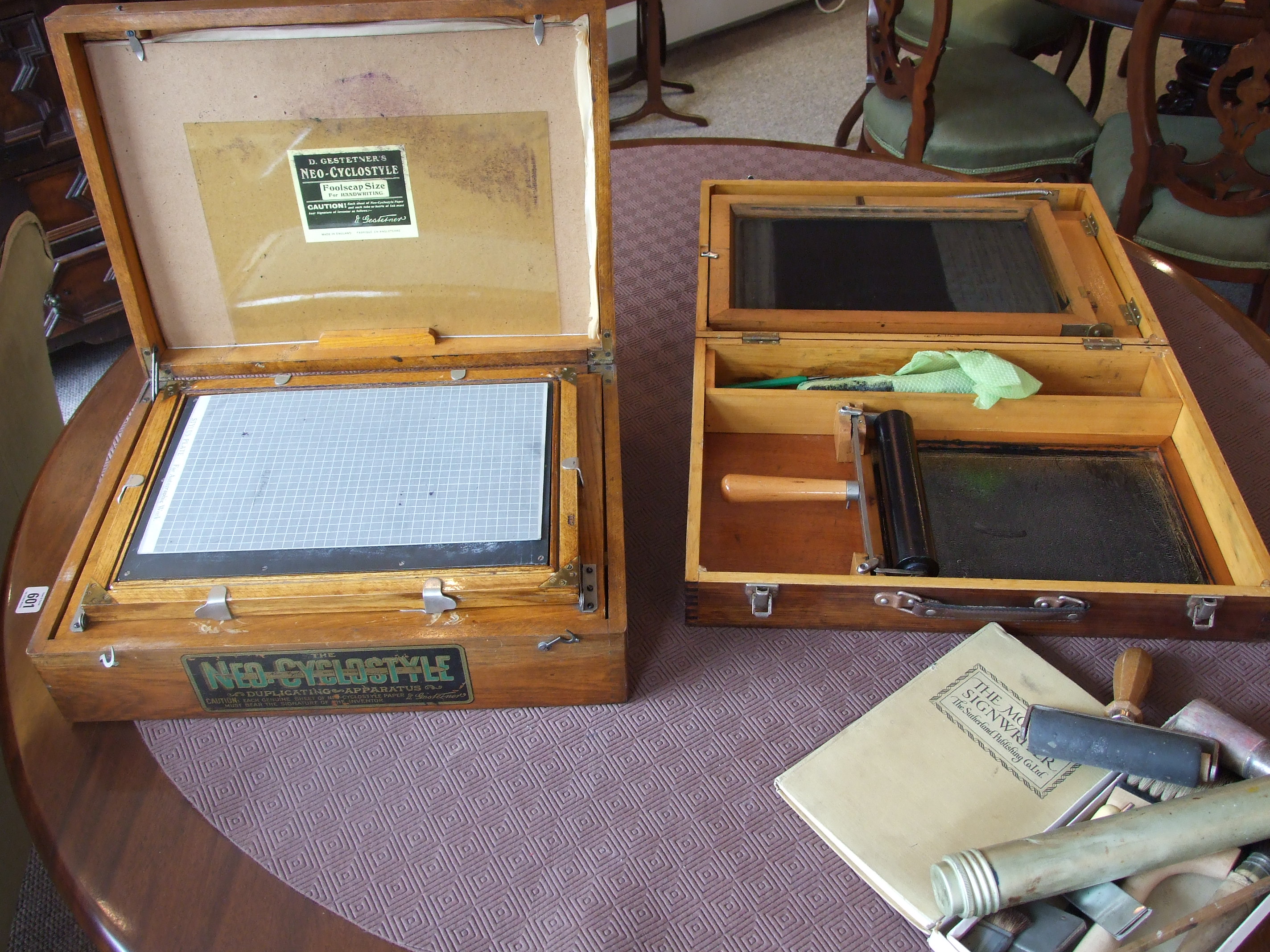 Early Gestetner Neo Cyclostyle Duplicating Set in in Wooden Case plus ...