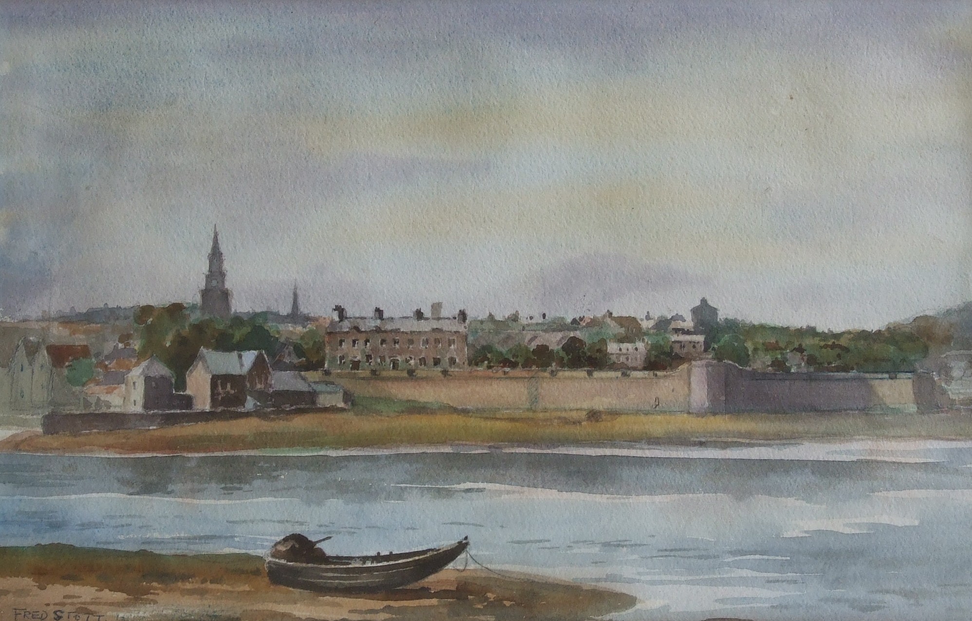 FRED STOTT – Berwick. Watercolour. Signed. (9” x 14”).