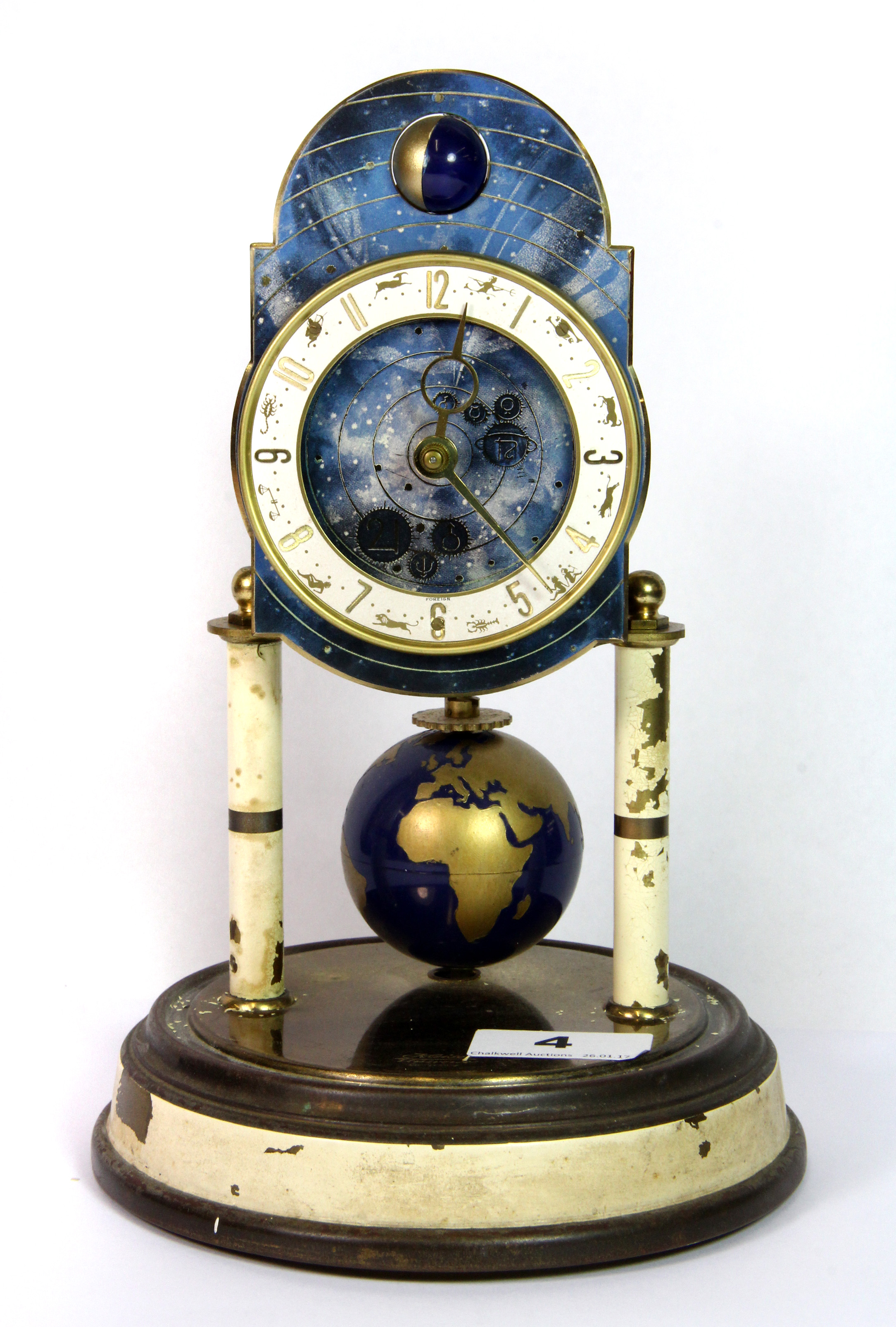 A Kaiser German moon phase anniversary clock without dome, H. 24cm.