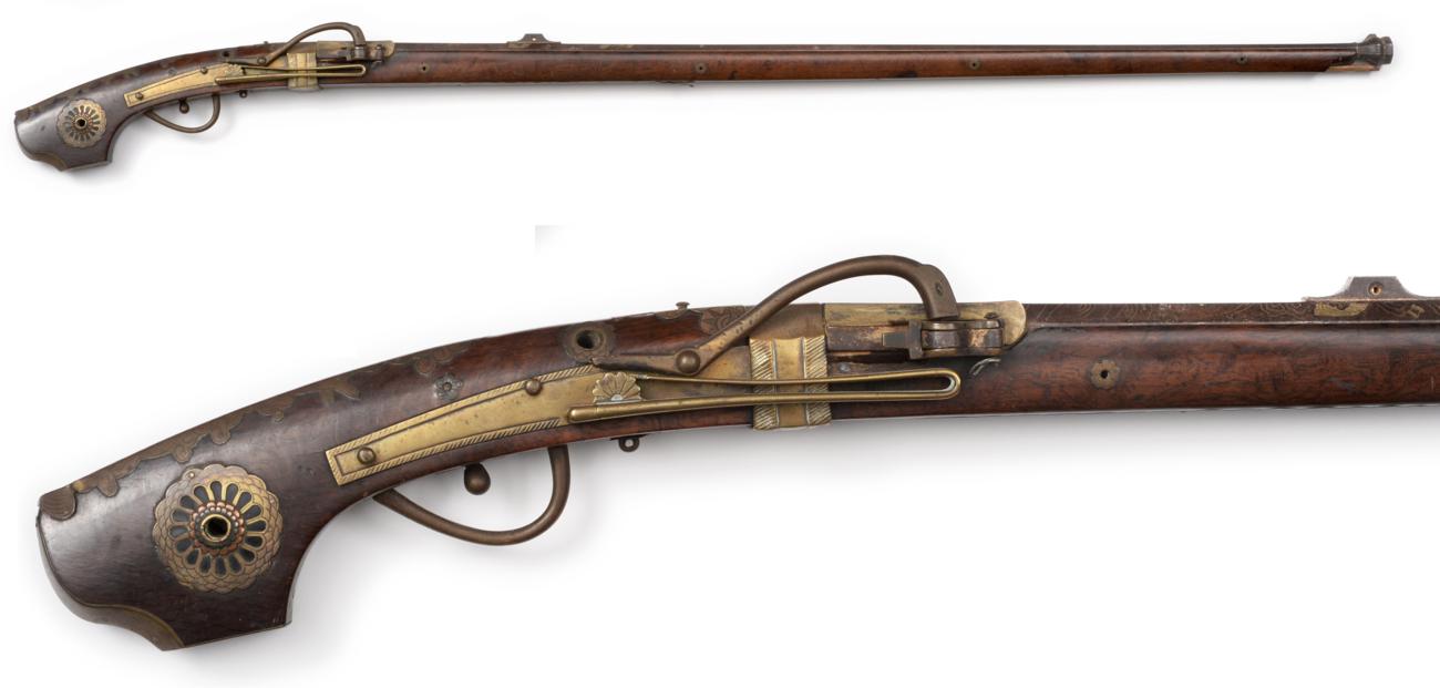 A Late 19th Century Japanese Tanegashima (Matchlock) Teppo, the 106cm ...