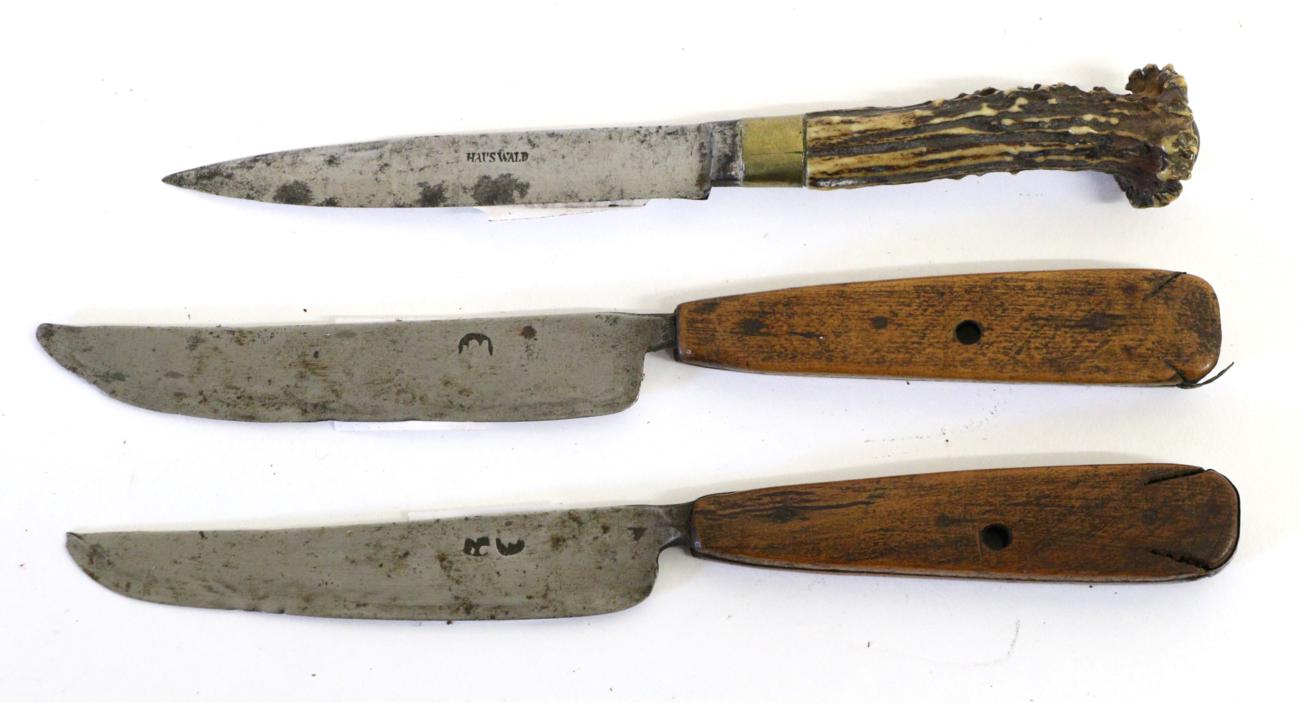 Two 19th Century North American Indian Scalping Knives, each with 10cm ...
