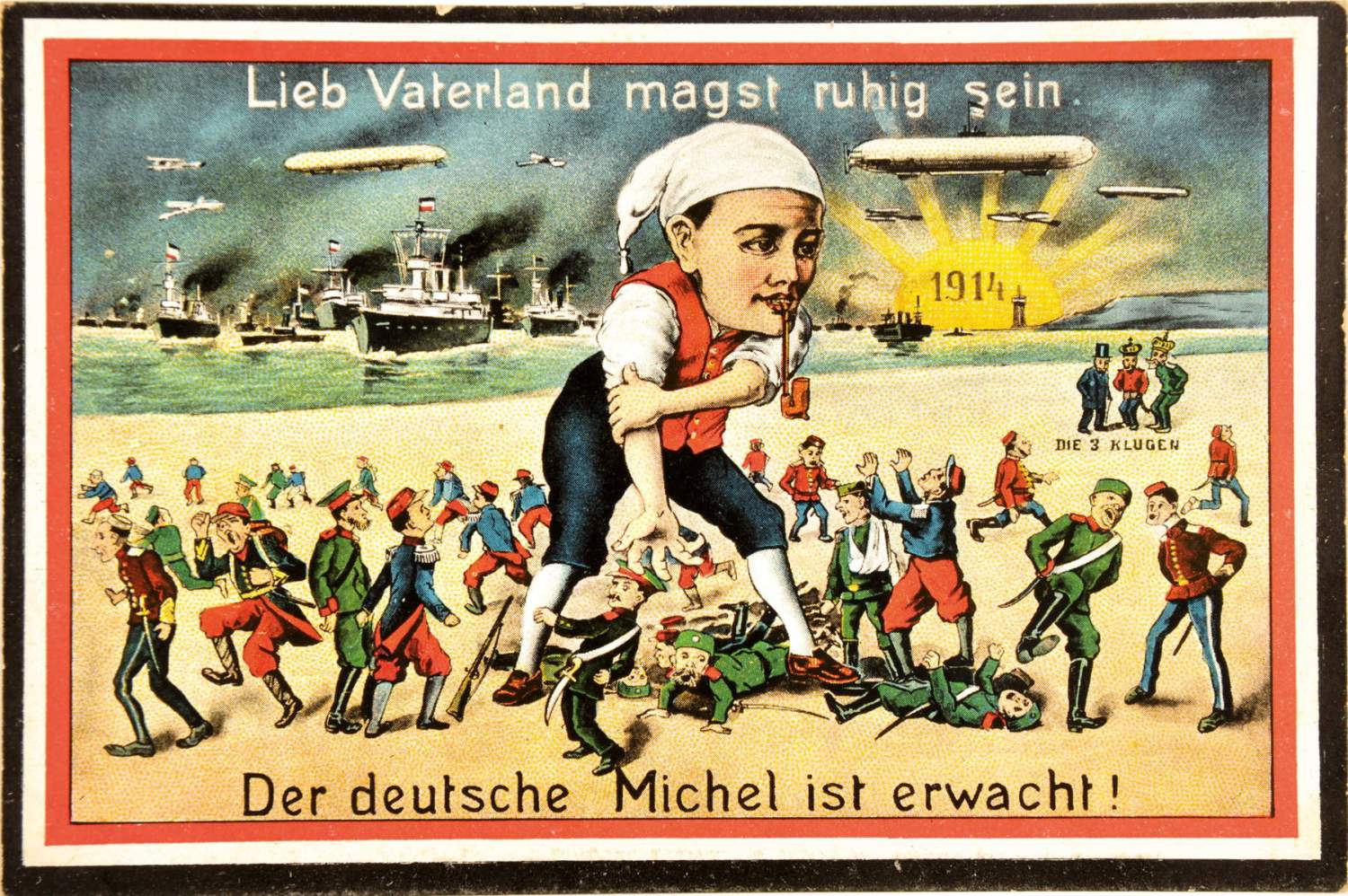 PROPAGANDA-AK, "Lieb Vaterland magst ruhig sein - Der deutsche Michel ...