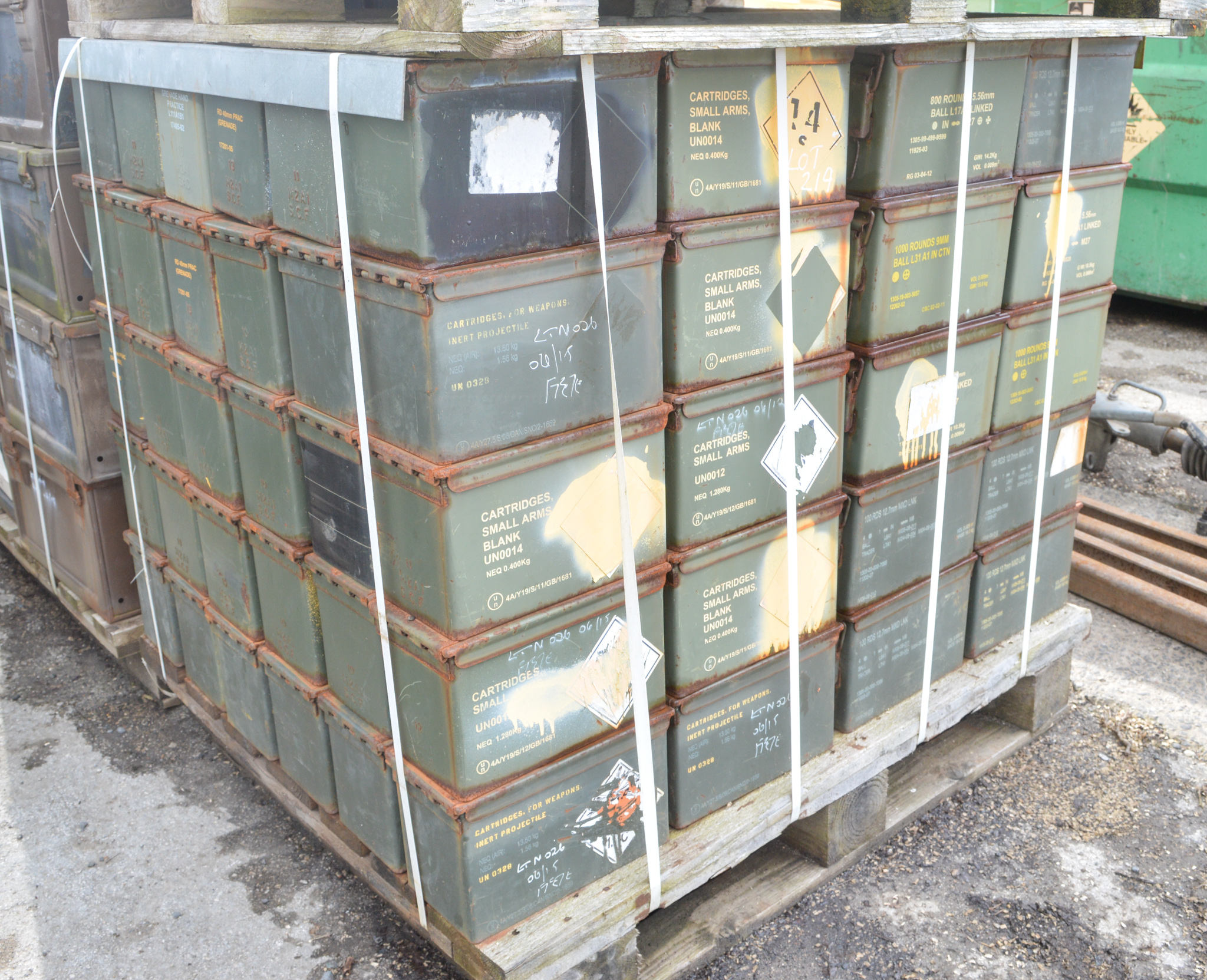 Pallet of 120 steel ammo boxes (Ex MOD)