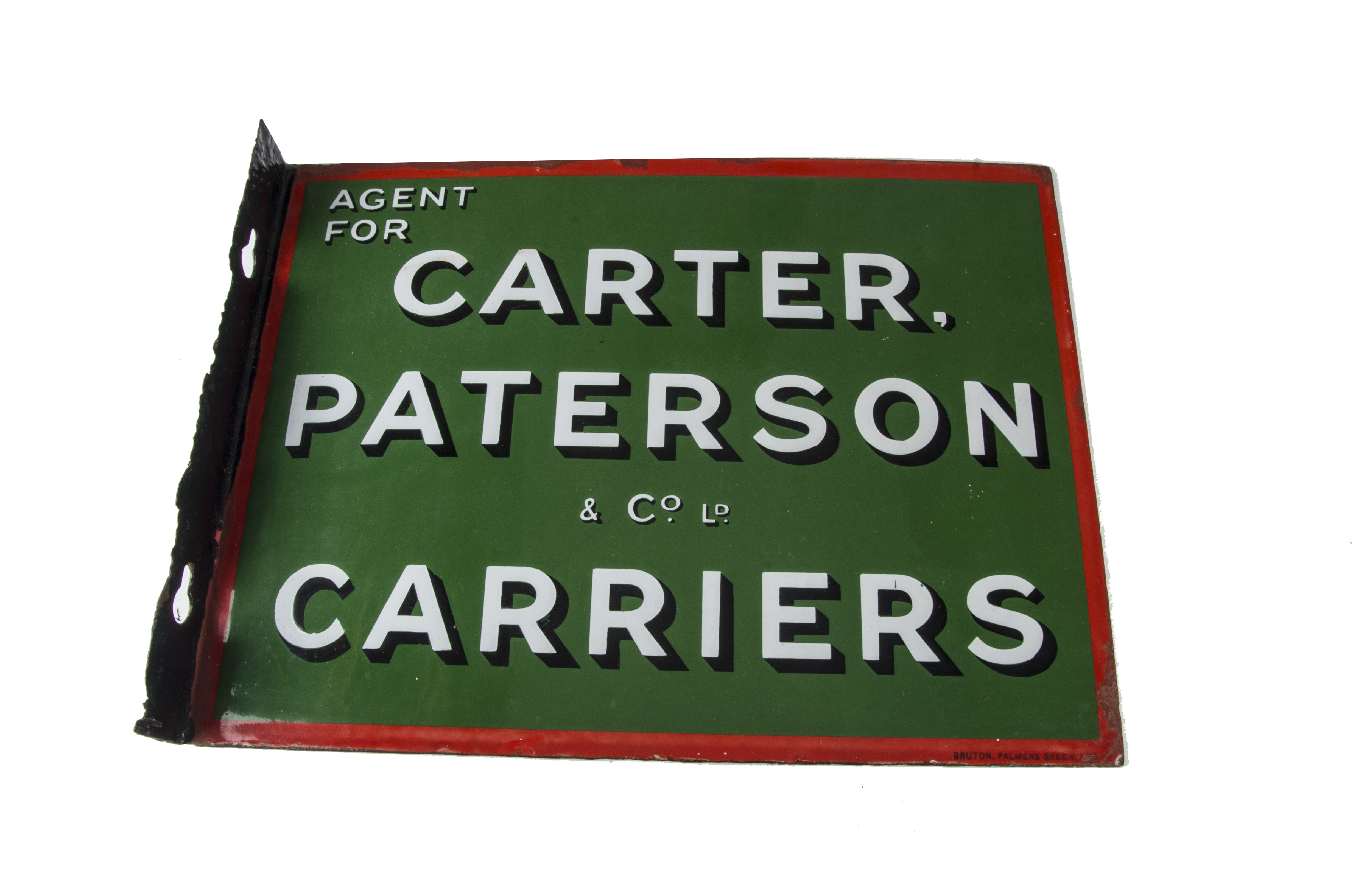 A Carter Paterson Carriers double-sided Enamel Sign, finished in green ...