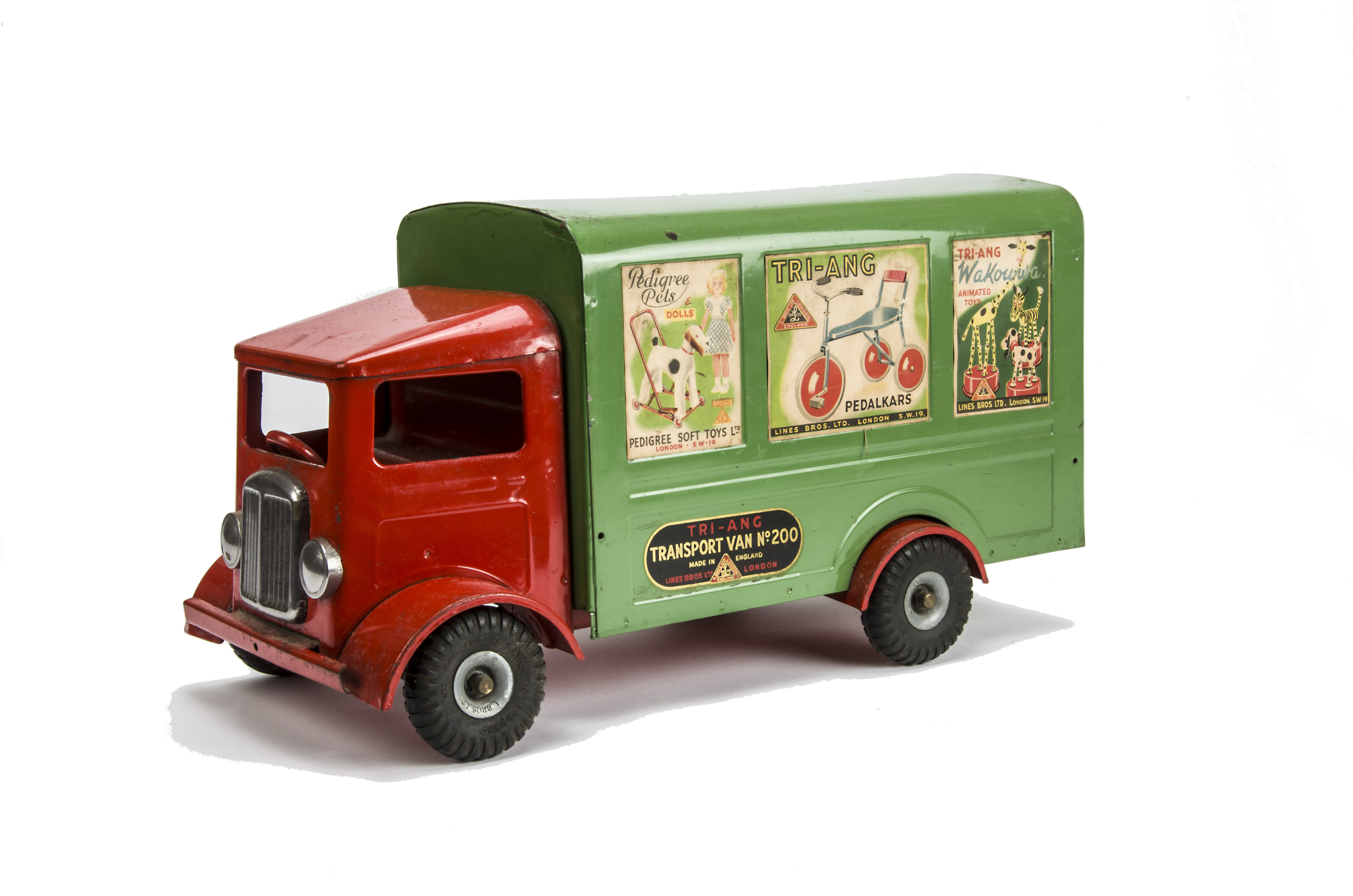 A Tri-ang pressed steel 200 Series Transport Van No 200, painted red ...