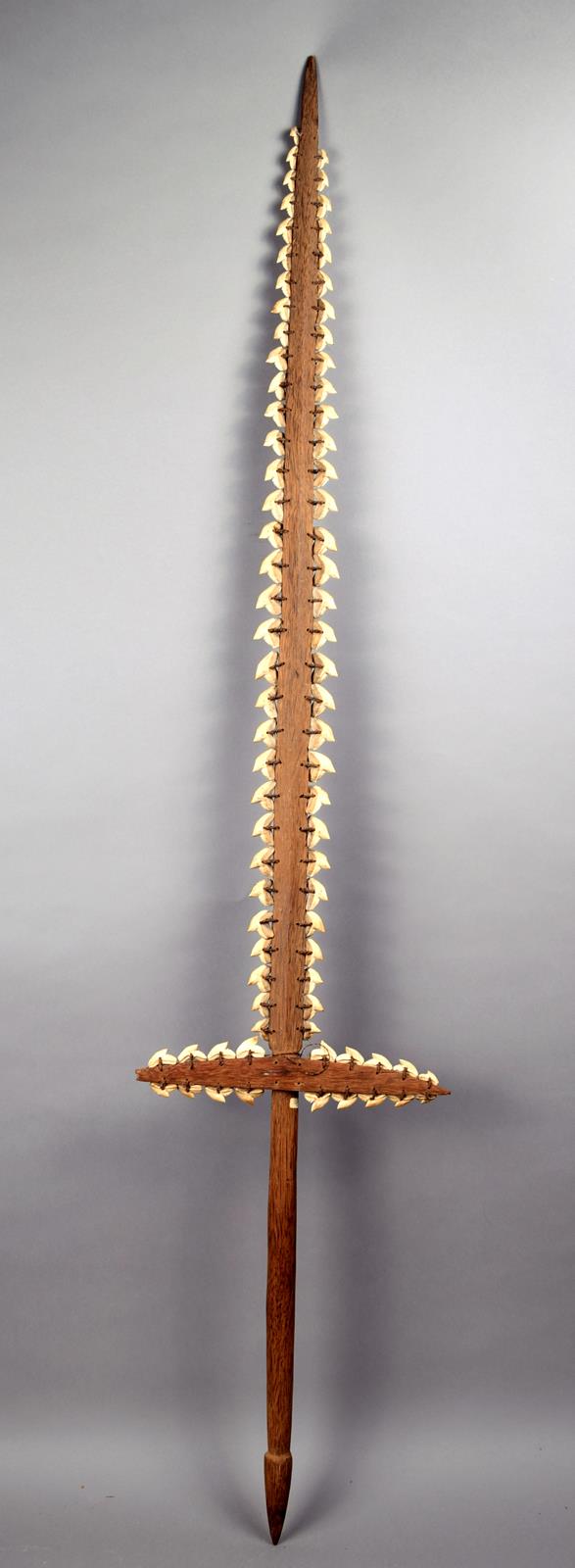 A Kiribati Islands sword Micronesia palmwood, shark's teeth and fibre ...