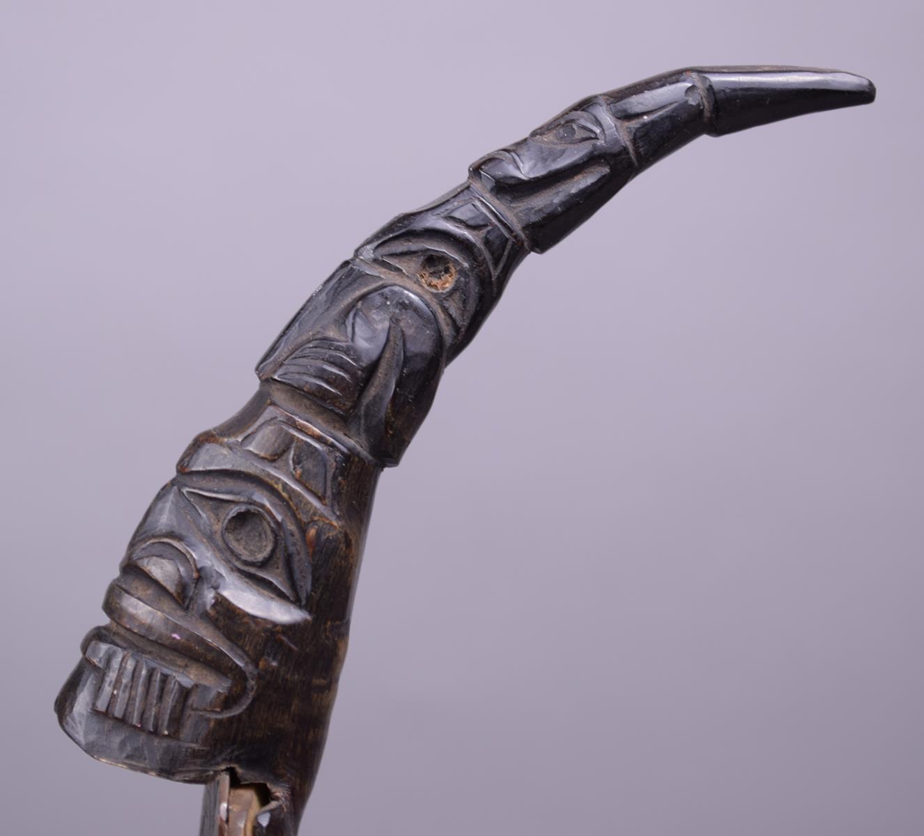 A Haida potlatch ladle North West Coast of America horn and copper, the ...