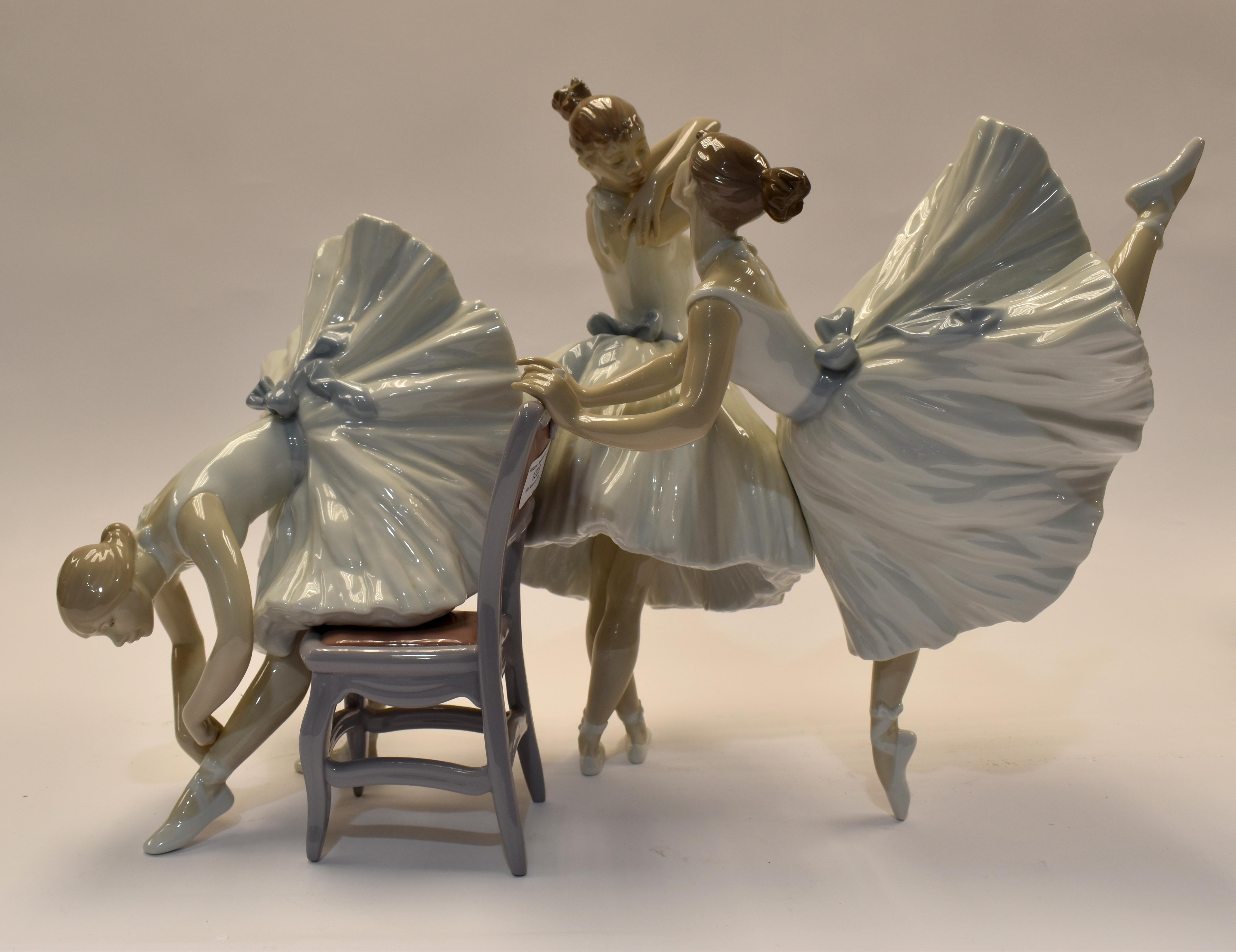Lladro backstage ballet group, figural group of three dancers ...