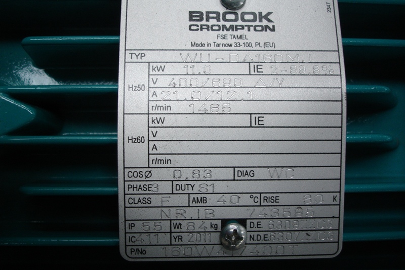 Brook Crompton 11kw Motor Type WU-DA160MJ See plate for full details Unused