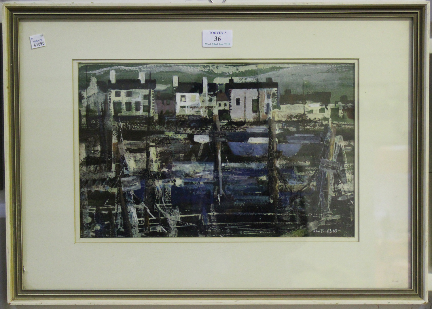 Ray Evans - 'Harbour Front', mixed media with watercolour and oil on ...