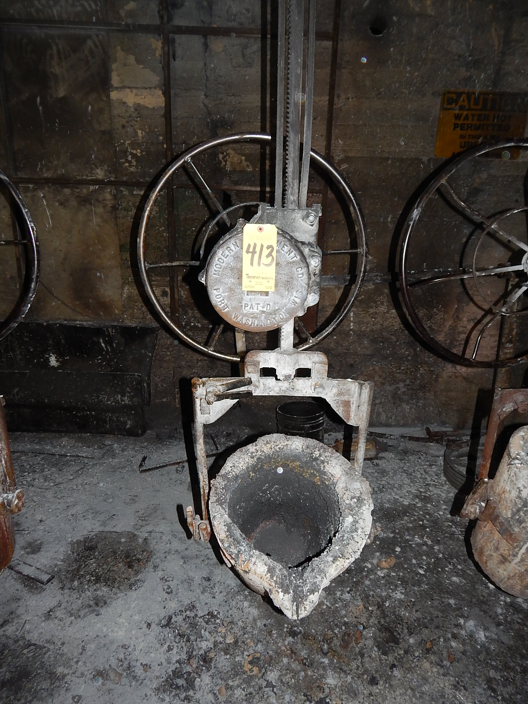 { Choice of lots: 413, 414 } Modern Equipment Crucible Lift with Crucible