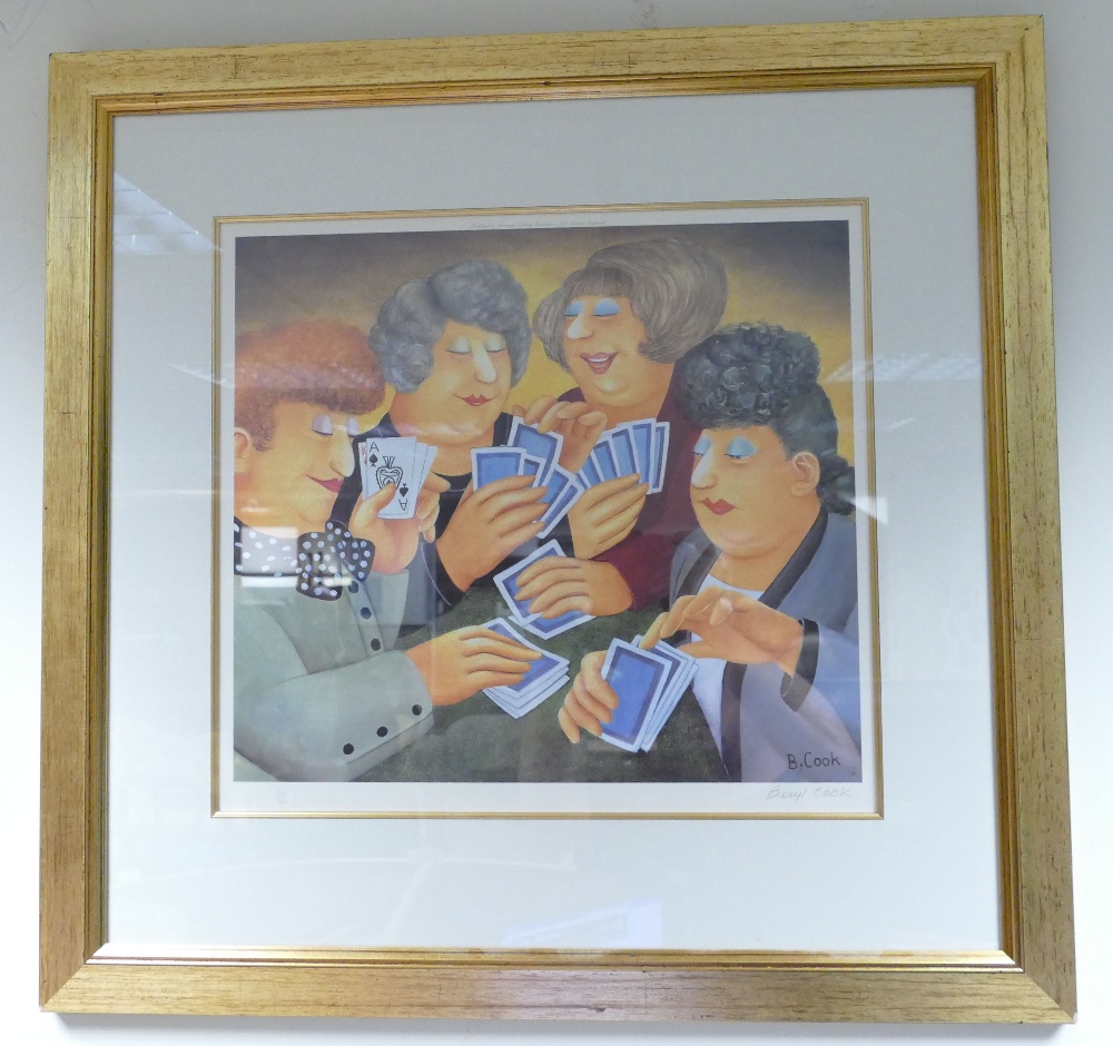 Beryl Cook, a limited edition print of four ladies playing cards "The Art of Wellbeing", signed e