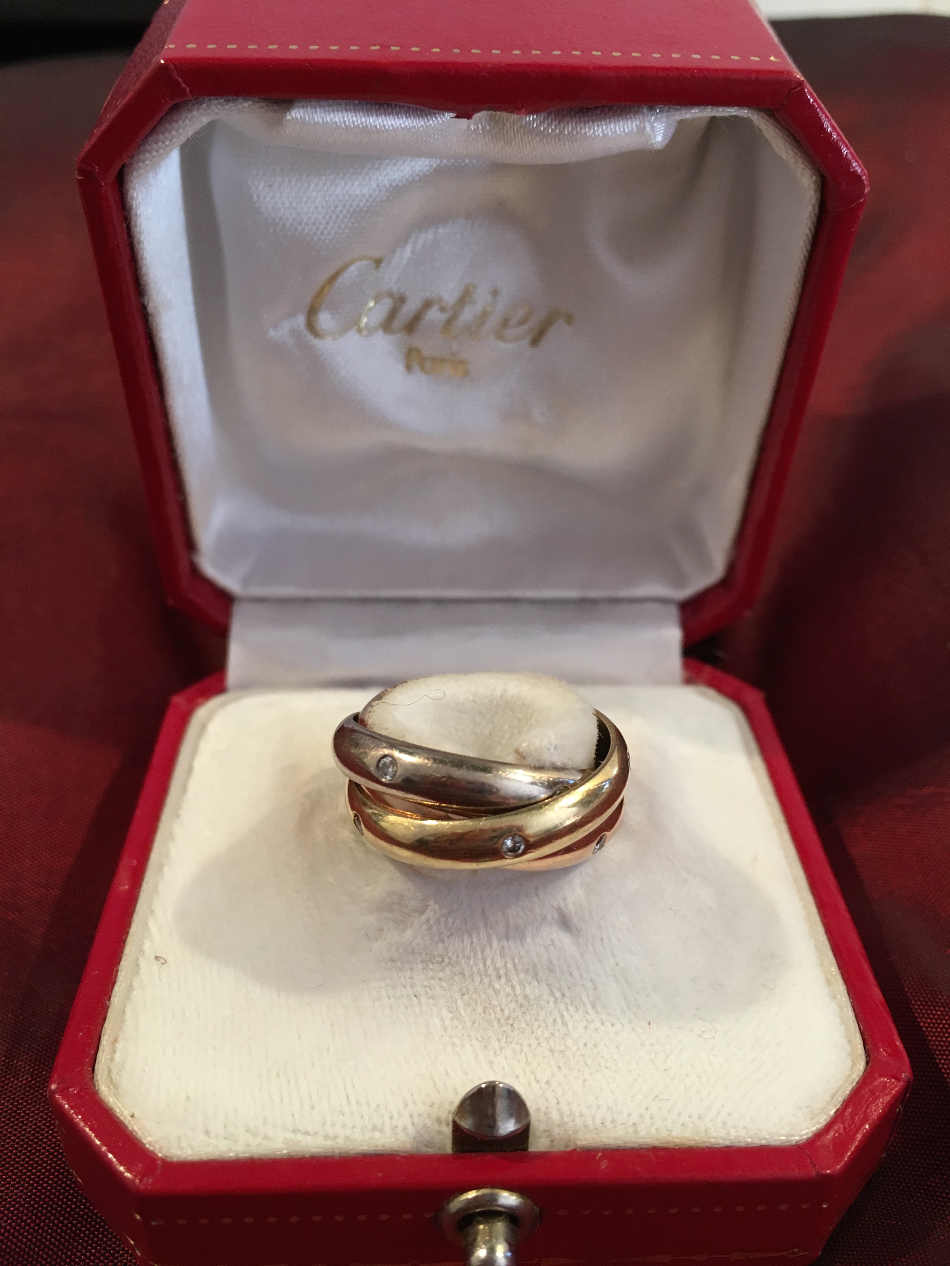 Cartier trilogy ring in 18ct yellow gold, white gold and rose gold each ...