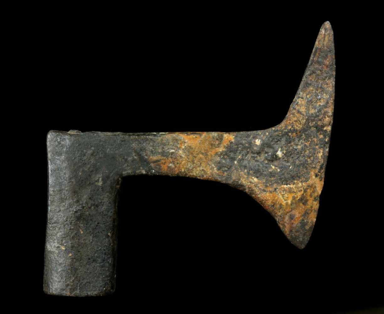A MEDIEVAL GOTHIC BATTLE AXE, 14TH - 15TH CENTURY Origin: Central or ...