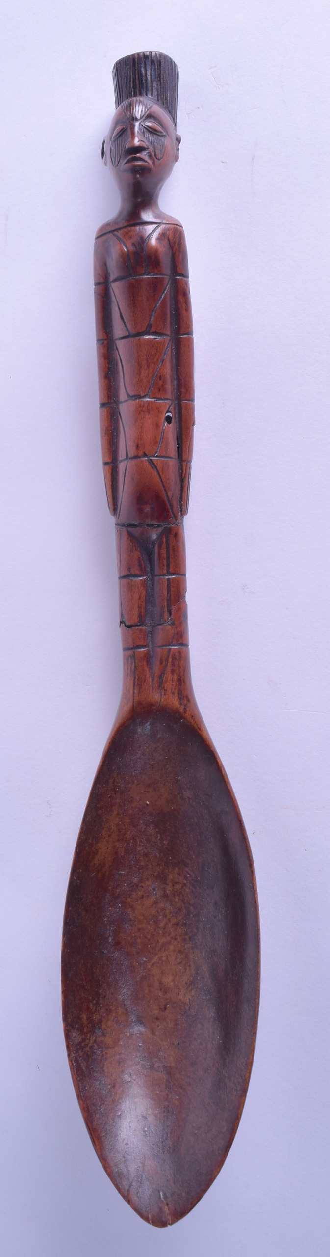 AN UNUSUAL EARLY 20TH CENTURY AFRICAN TRIBAL CARVED WOODEN SPOON with ...