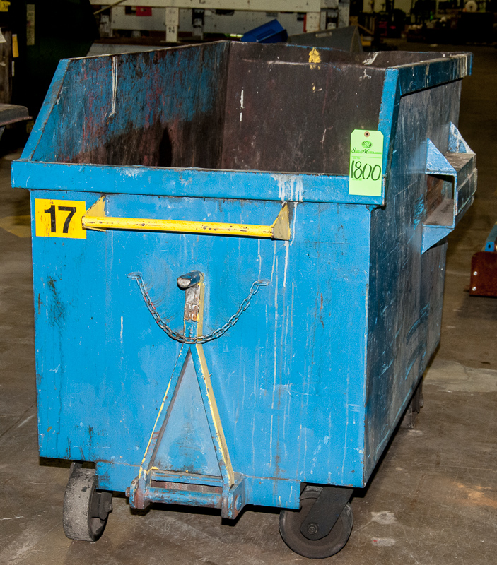 Heavy steel rolling trash dumpster w/ tow hitch