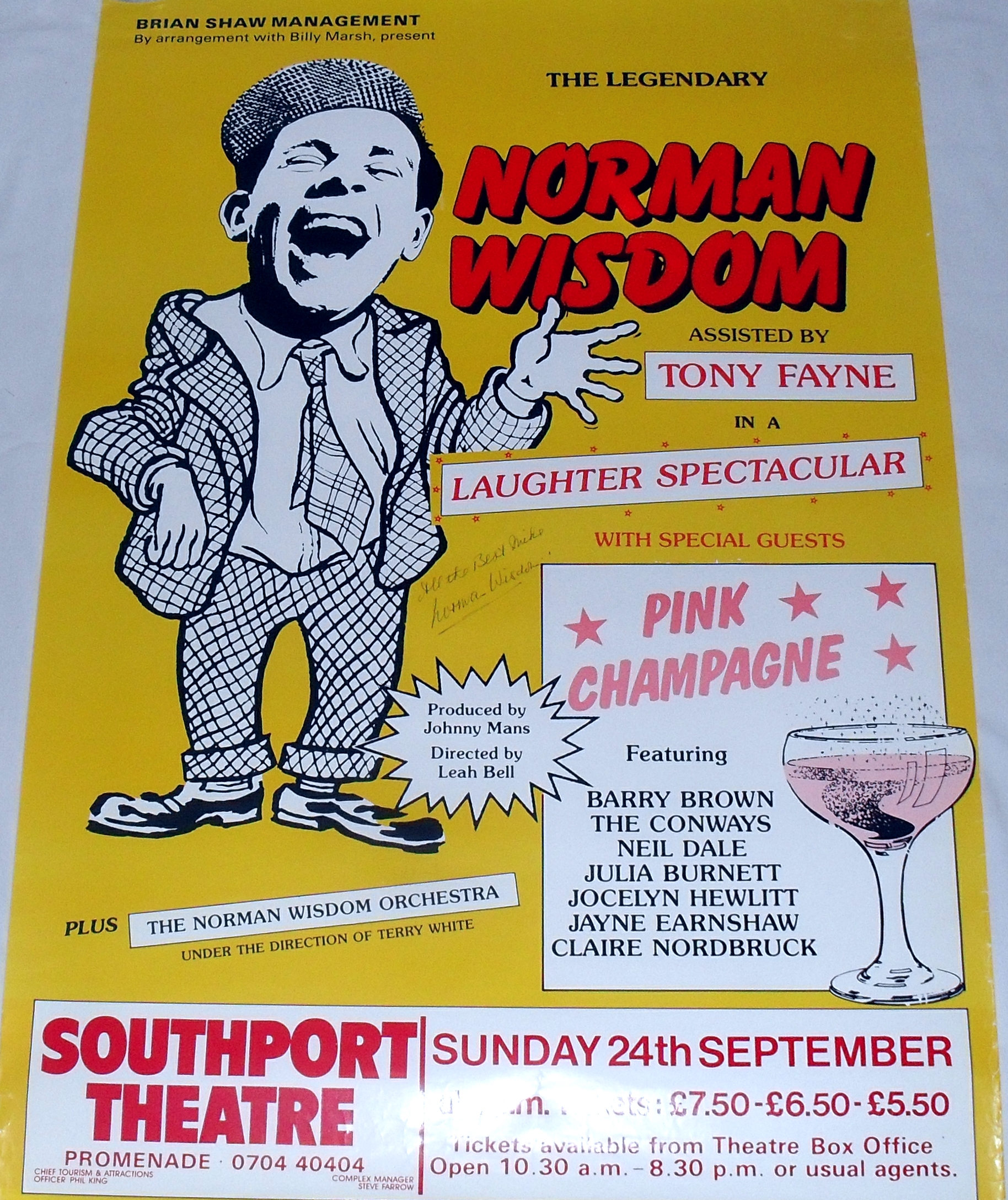 Norman Wisdom Signed Poster. Southport Theatre Poster ' The Legendary ...