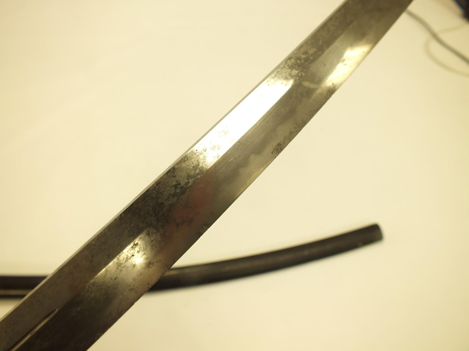 A JAPANESE KATANA, 68cm blade, with one narrow and one broad fuller ...