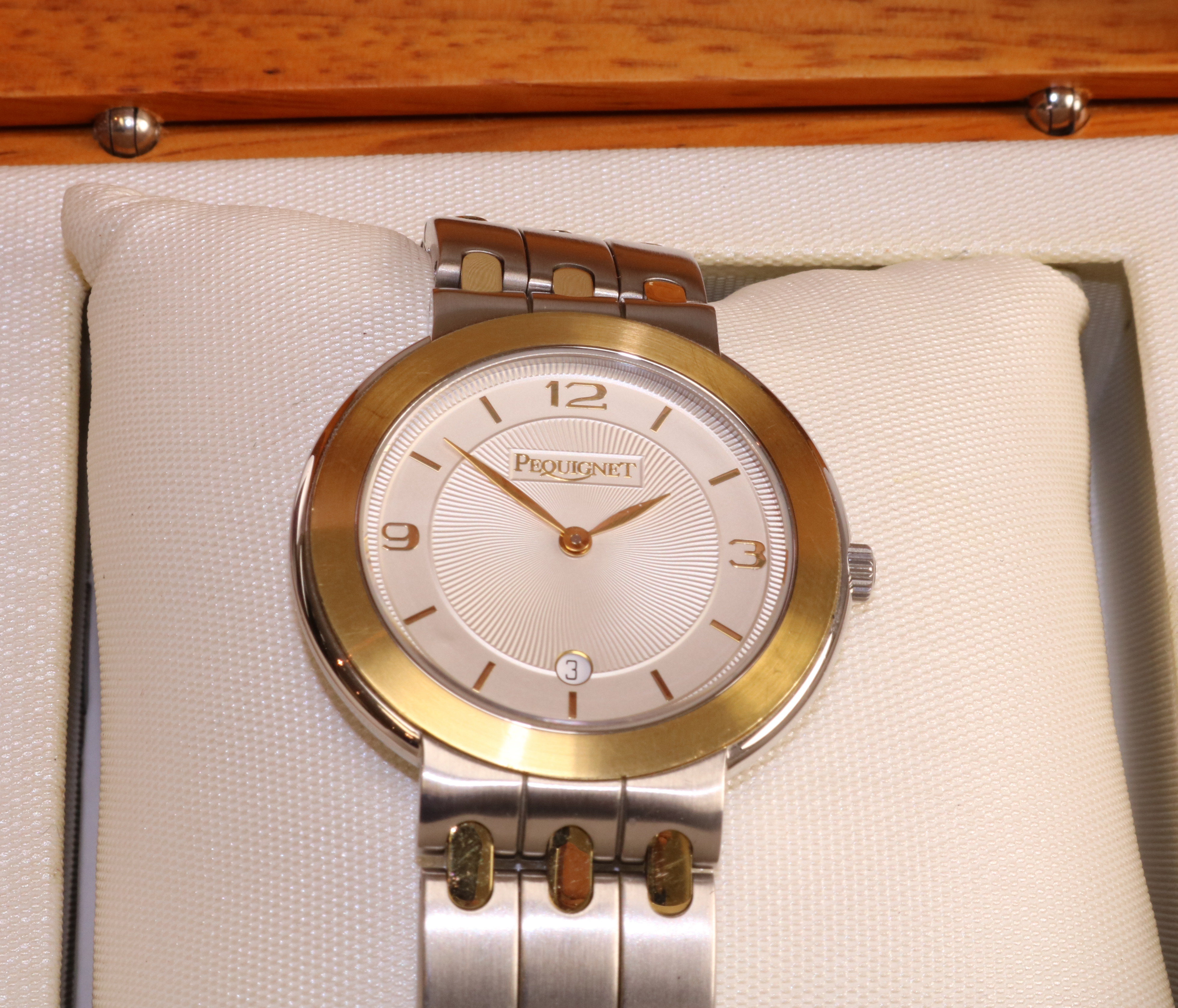 Emile Pequignet Swiss made quartz steel and gold-plated wristwatch with ...