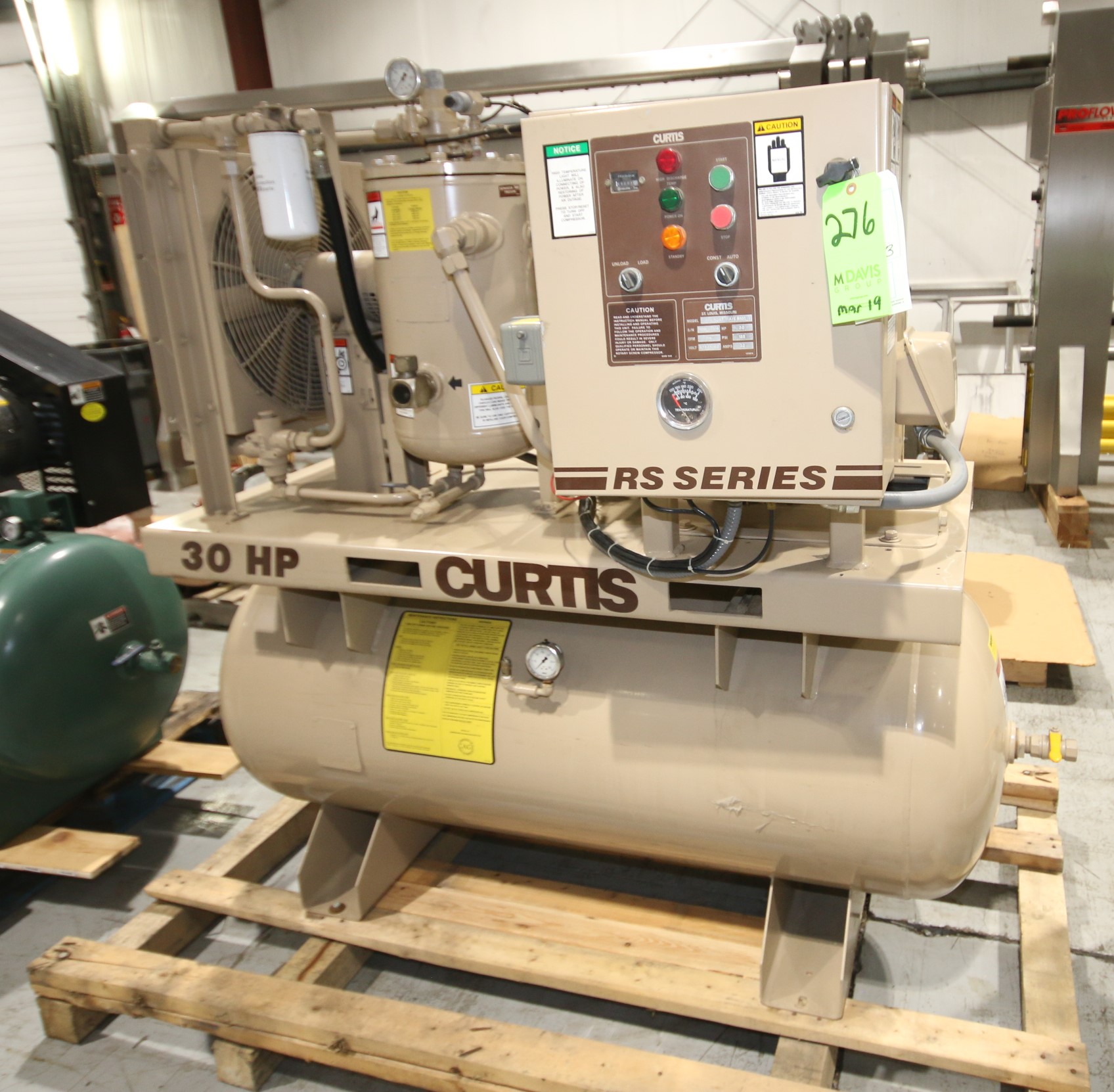2007 Curtis 30 hp Screw Air Compressor System, Compressor Head Model ...