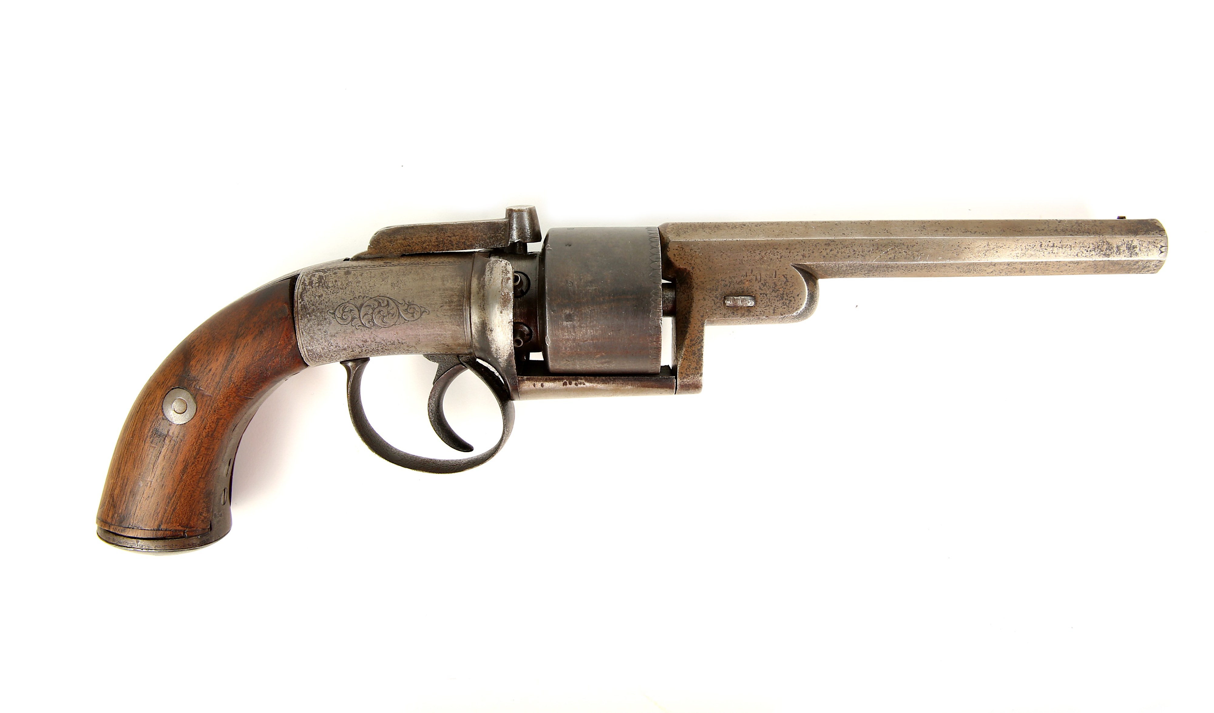 An English 6 shot transitional-revolver pistol c.1850-1860 by an ...