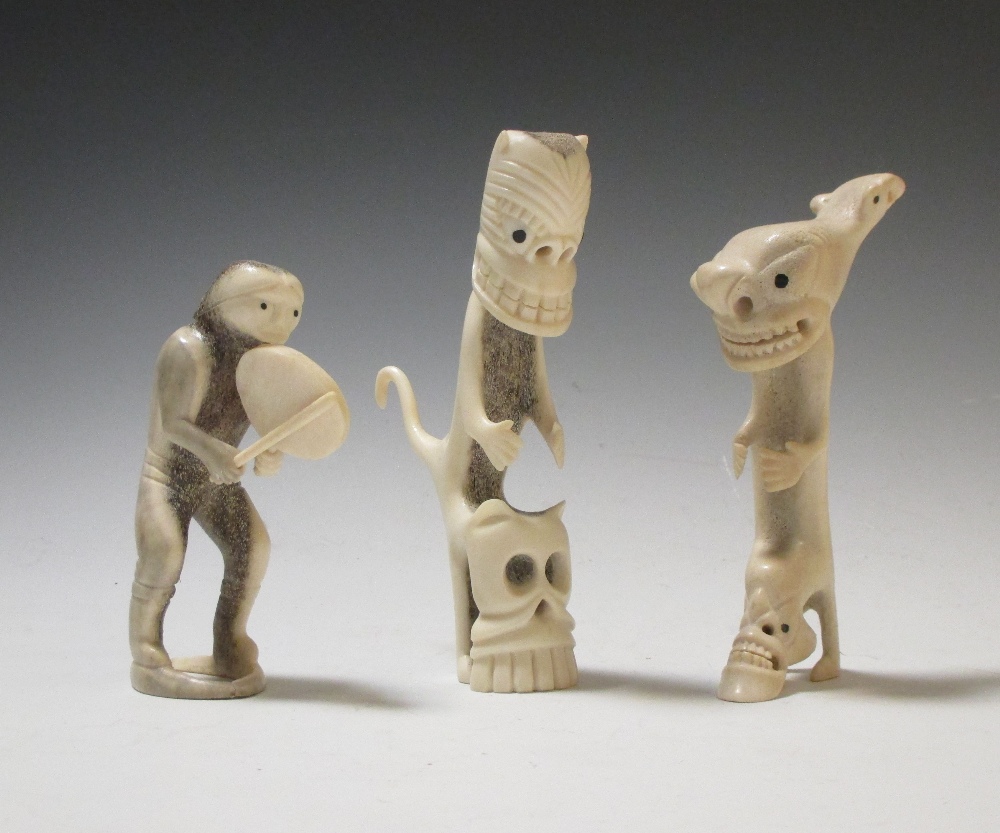 Three Inuit Tupilak bone carvings, in Inuit mythology Tupilak means ...