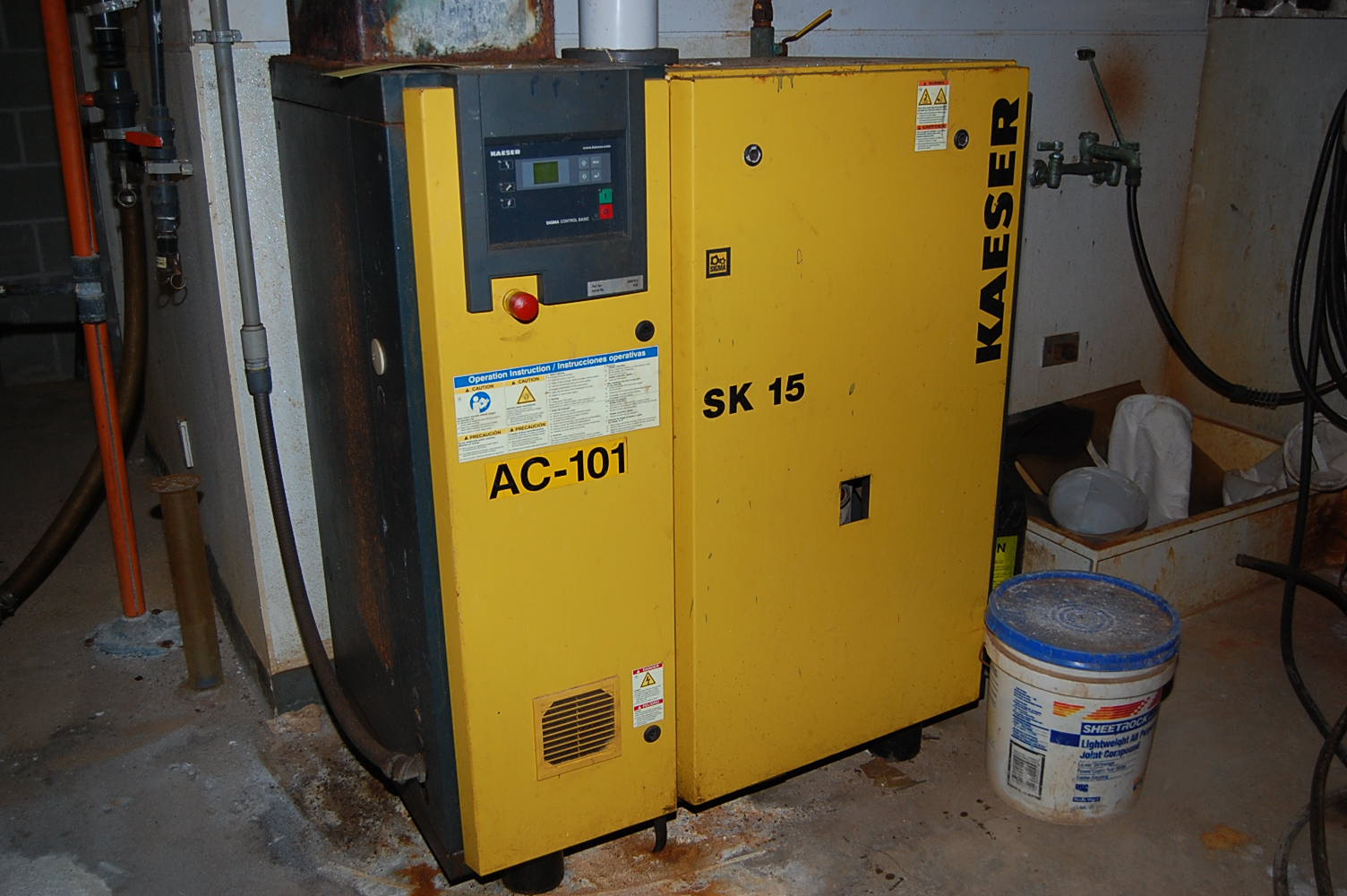 Kaeser Model #SK-15 Air Compressor, Part# 100975, Rated 125 Psig, Sigma ...