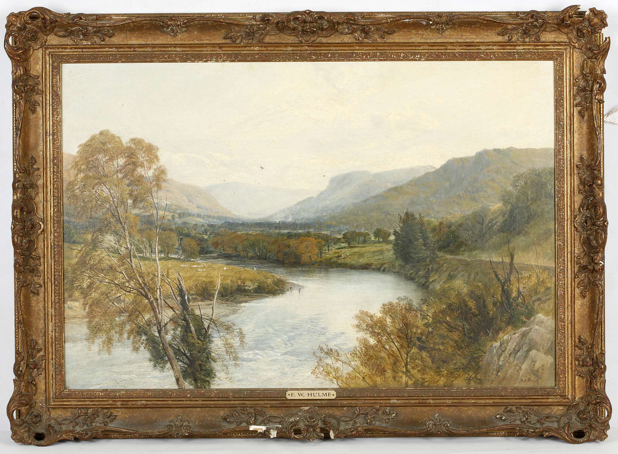 Frederick William Hulme 1816-1884, 'River Landscape', oil on canvas ...