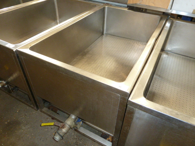 Large stainless steel heavy duty mobile vat / tub used in processing ...