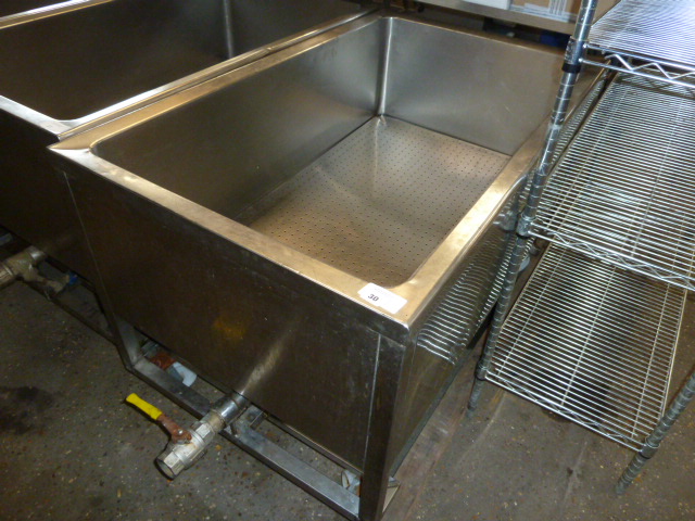 Large stainless steel heavy duty mobile vat / tub used in processing ...