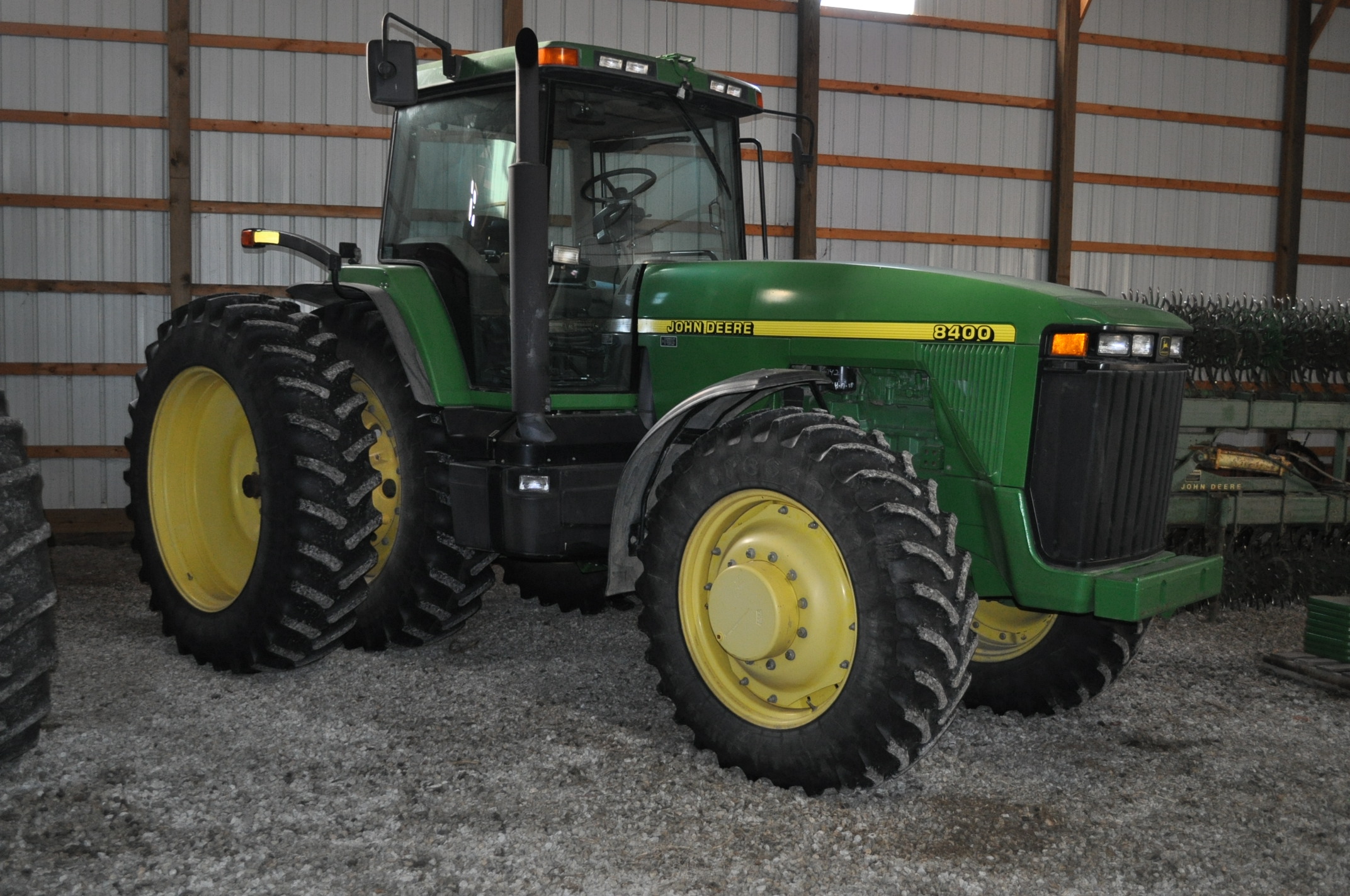 John Deere 8400 tractor, MFWD, CHA, PS, 18.4 R46 tires w/duals, 14.9 ...